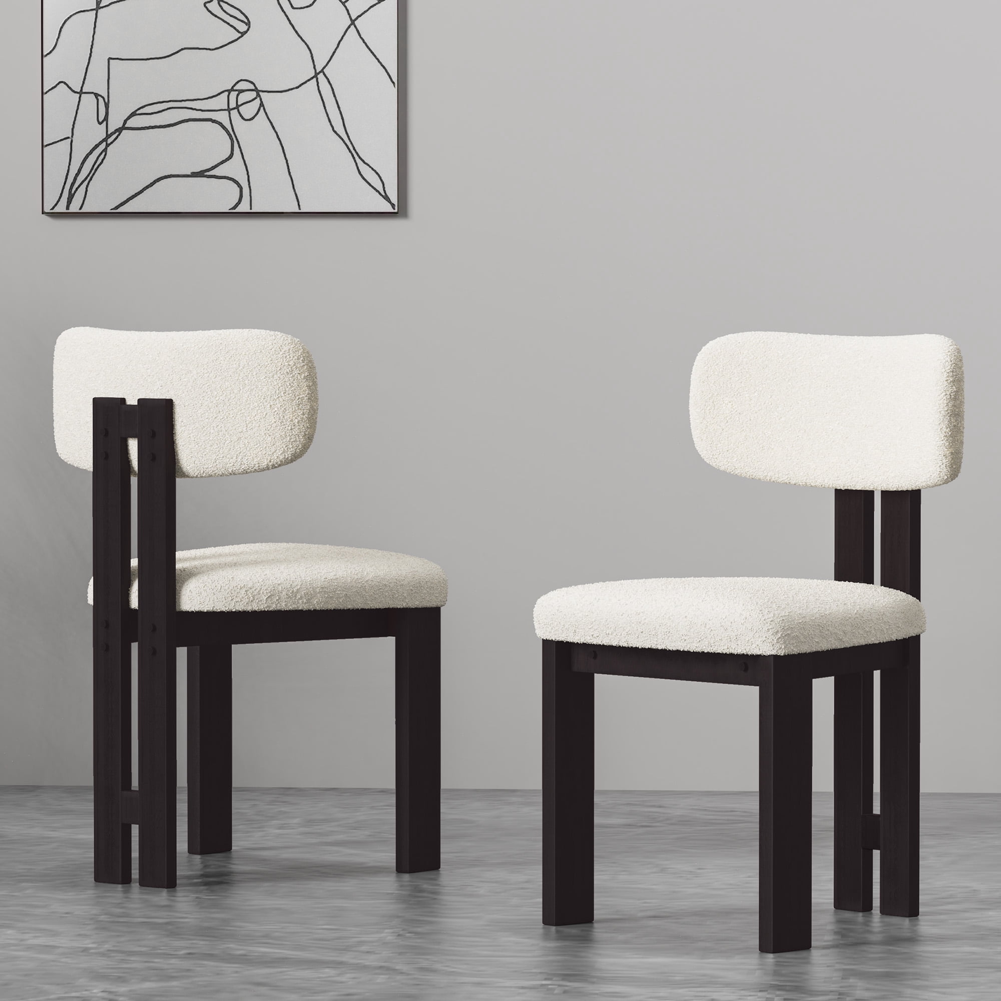 Sherpa Dining Chairs Set of 2, Kitchen Chairs with Solid Wood Legs ...