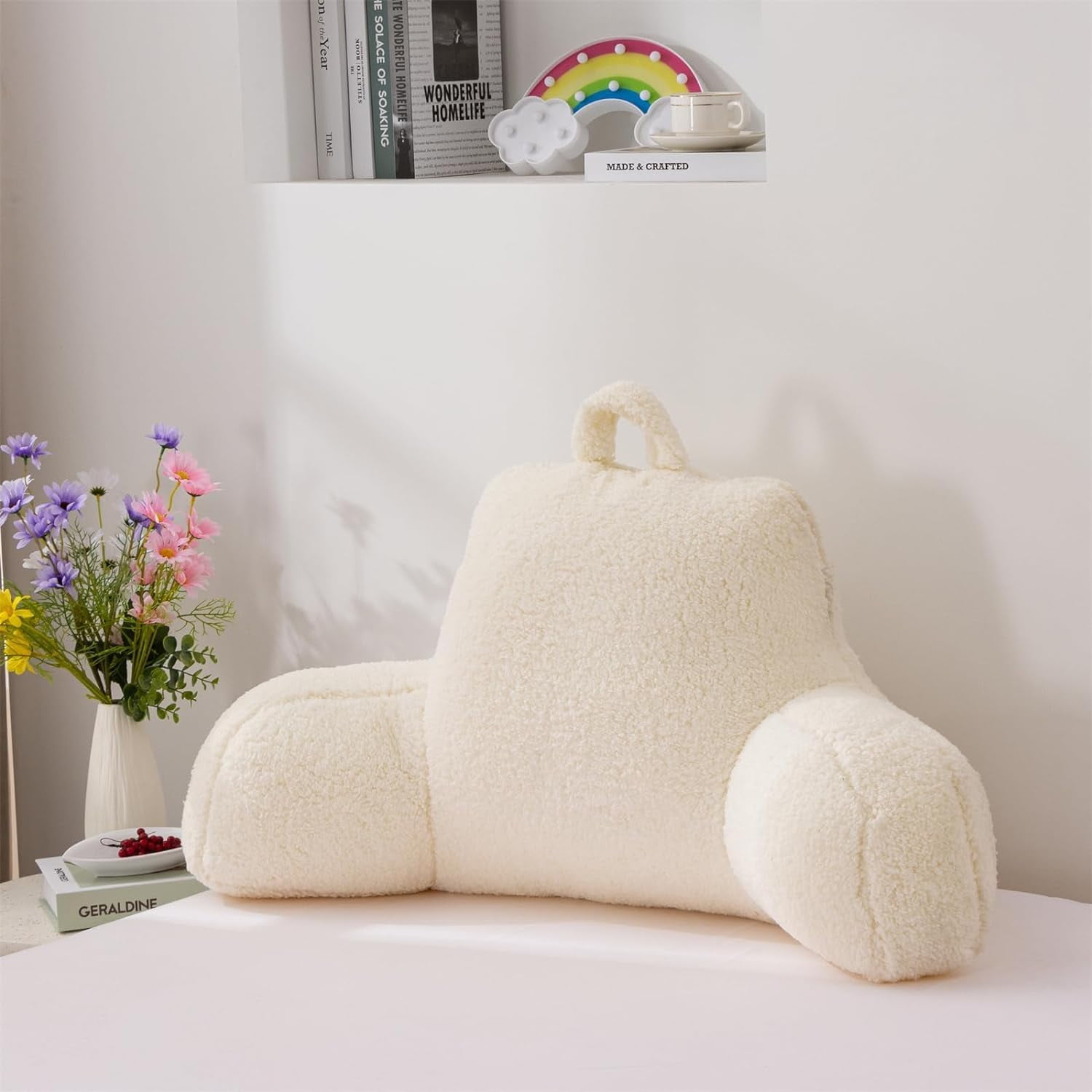 Sherpa Extra Large Reading Pillow Bed Wedge Backrest Lounge Cushion ...