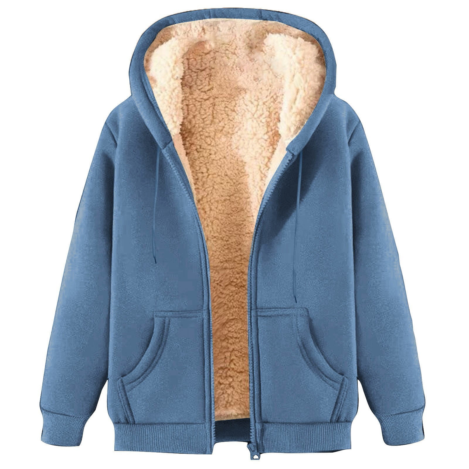 Sherpa Fleece Lined Jacket for Men Women Thermal Hooded Coat Long ...