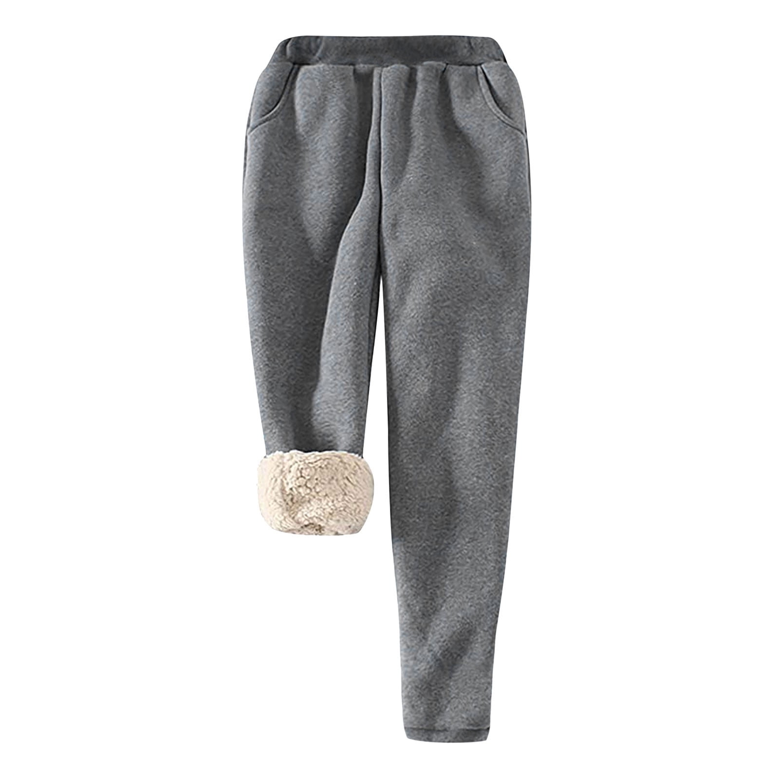 Sherpa Fleece Lined Sweatpants for Women Fuzzy Plush Padded Pants ...