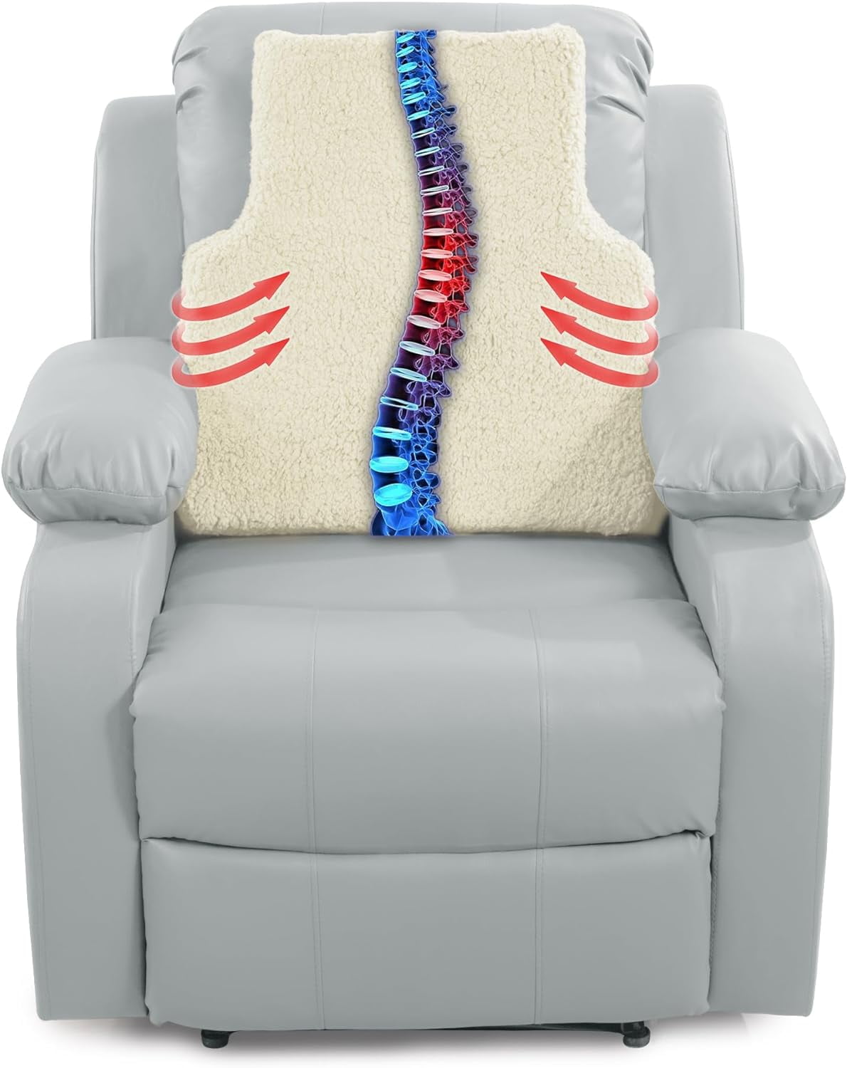 Sherpa Fleece Lumbar Support Pillow for Recliner Chair,Memory Foam ...