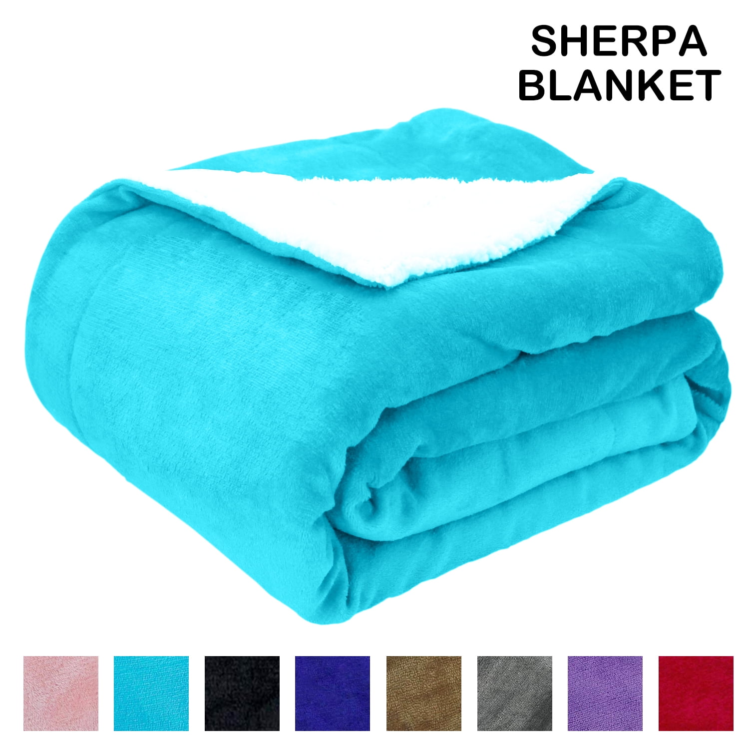 Sherpa Fleece Throw Blanket, Queen Size Soft Fuzzy Throw Blankets ...