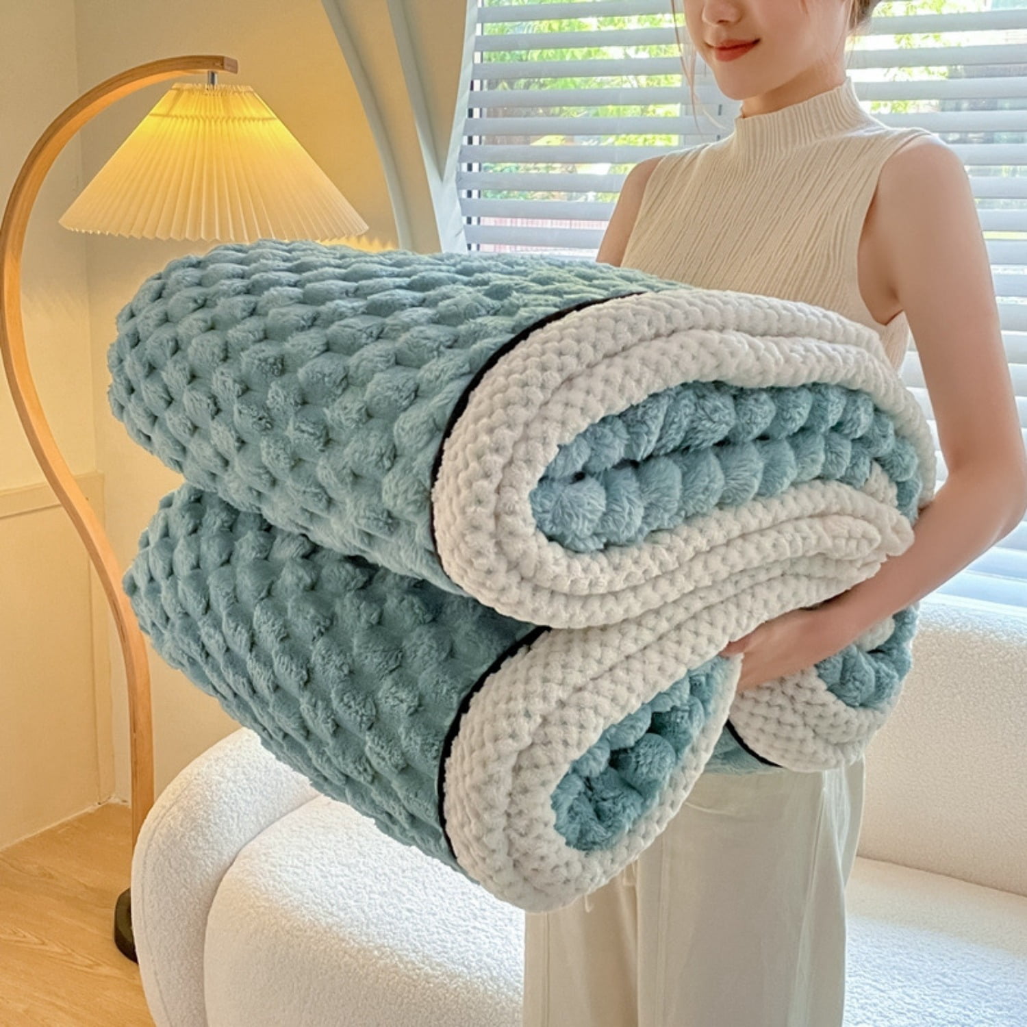 Sherpa Fleece Throw Blanket Reversible Plush Fluffy Large Big Blanket ...