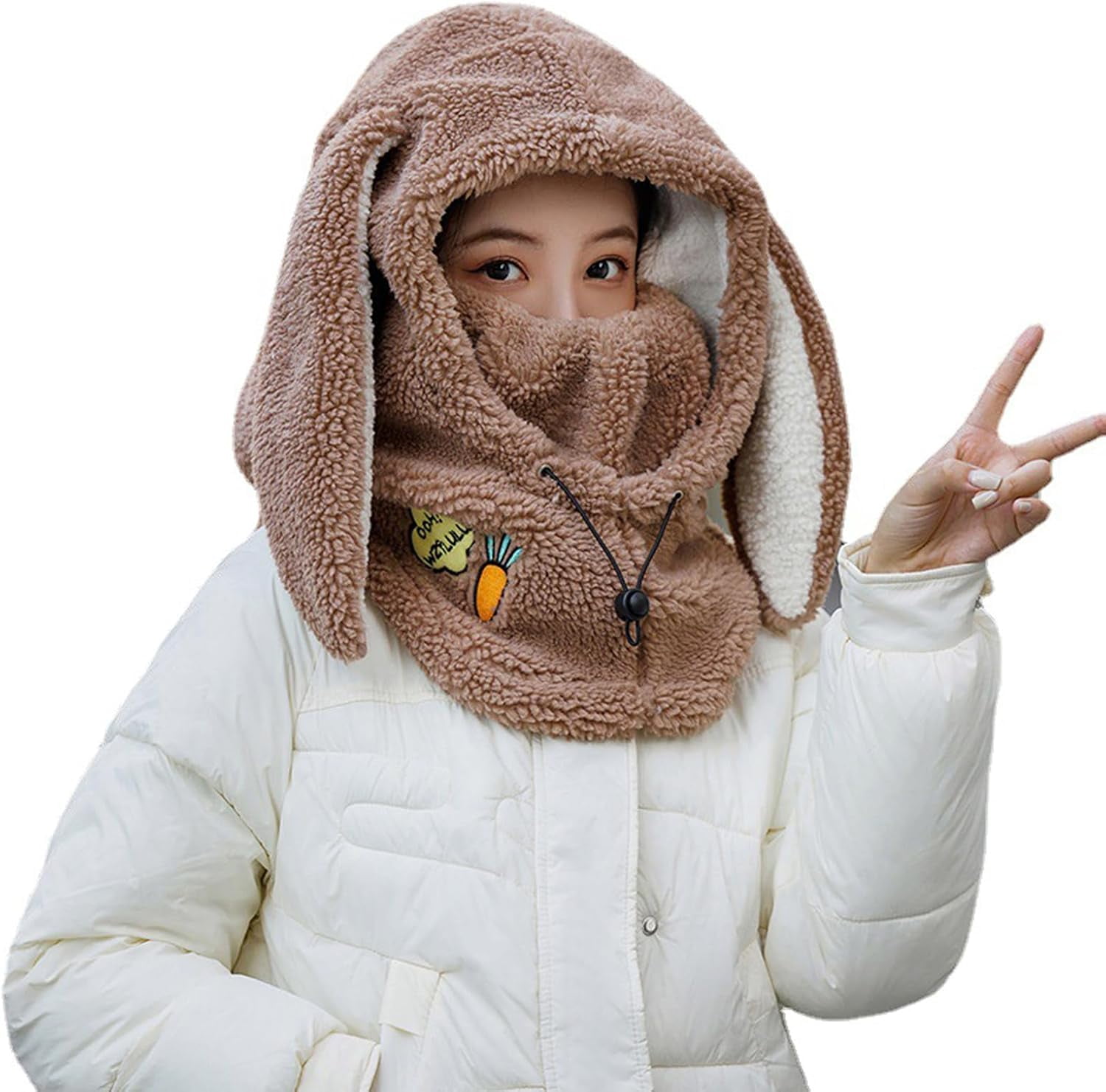 Sherpa Hood Ski Mask, Cat Ski Mask with Ears, Cute Wind-Resistant ...