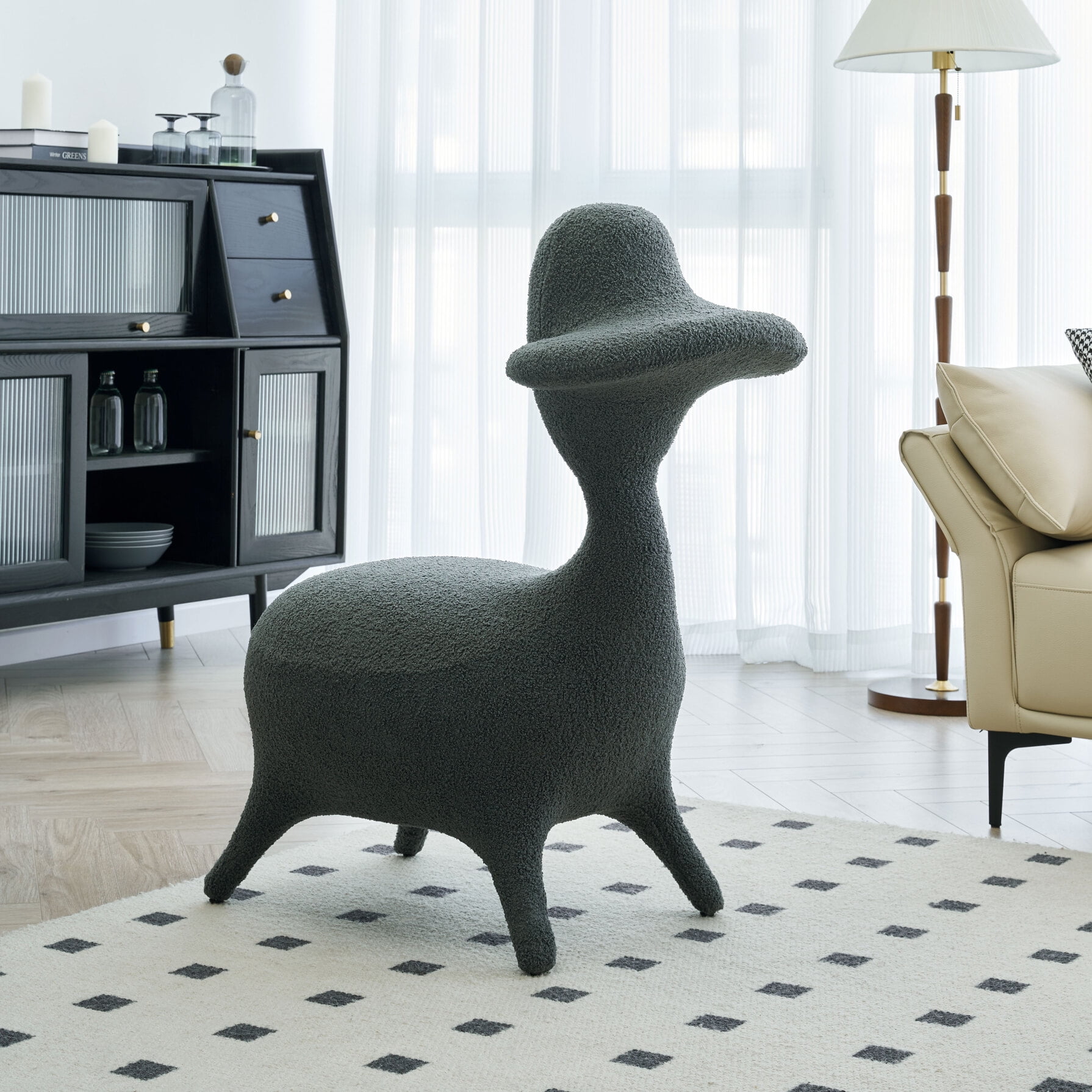 Sherpa Lamb Fabric Gaming Chair, Lambswool Fabric Upholstered Accent ...