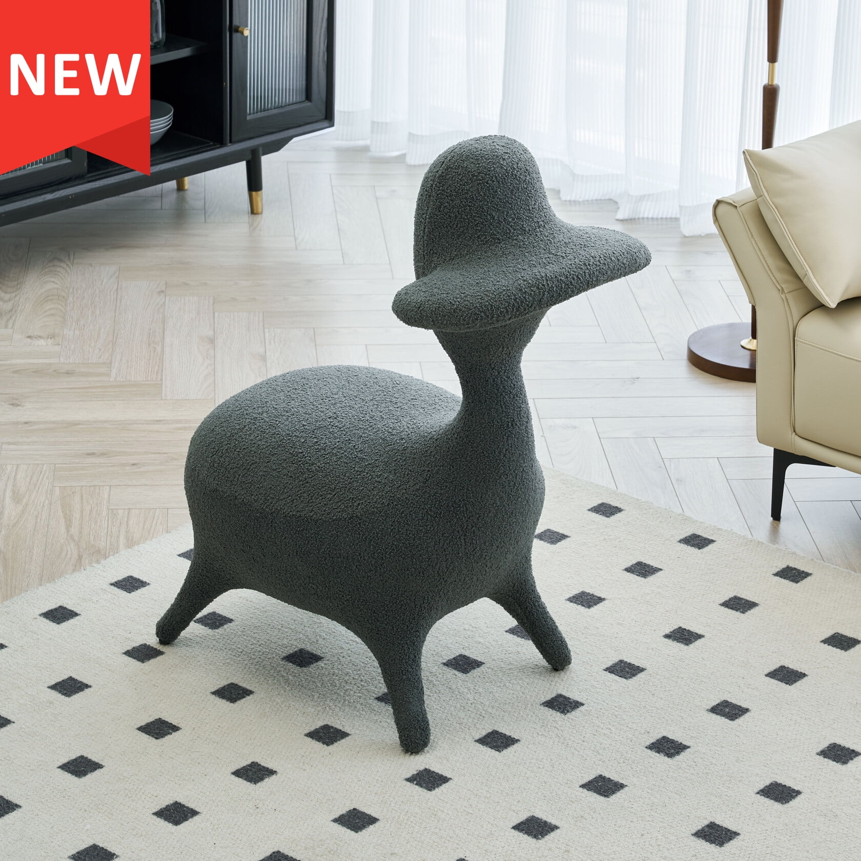 Modern Sherpa Lamb Fabric Gaming Chair, Lambswool Fabric Upholstered ...