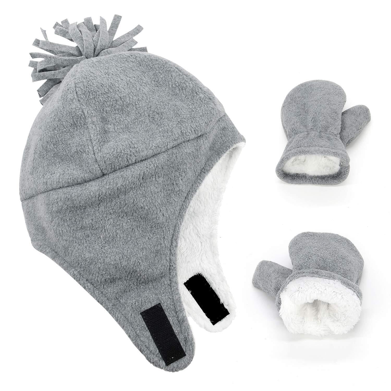 Sherpa Lined Aviator Hat Toddler Fleece Winter Beanies and Gloves for ...