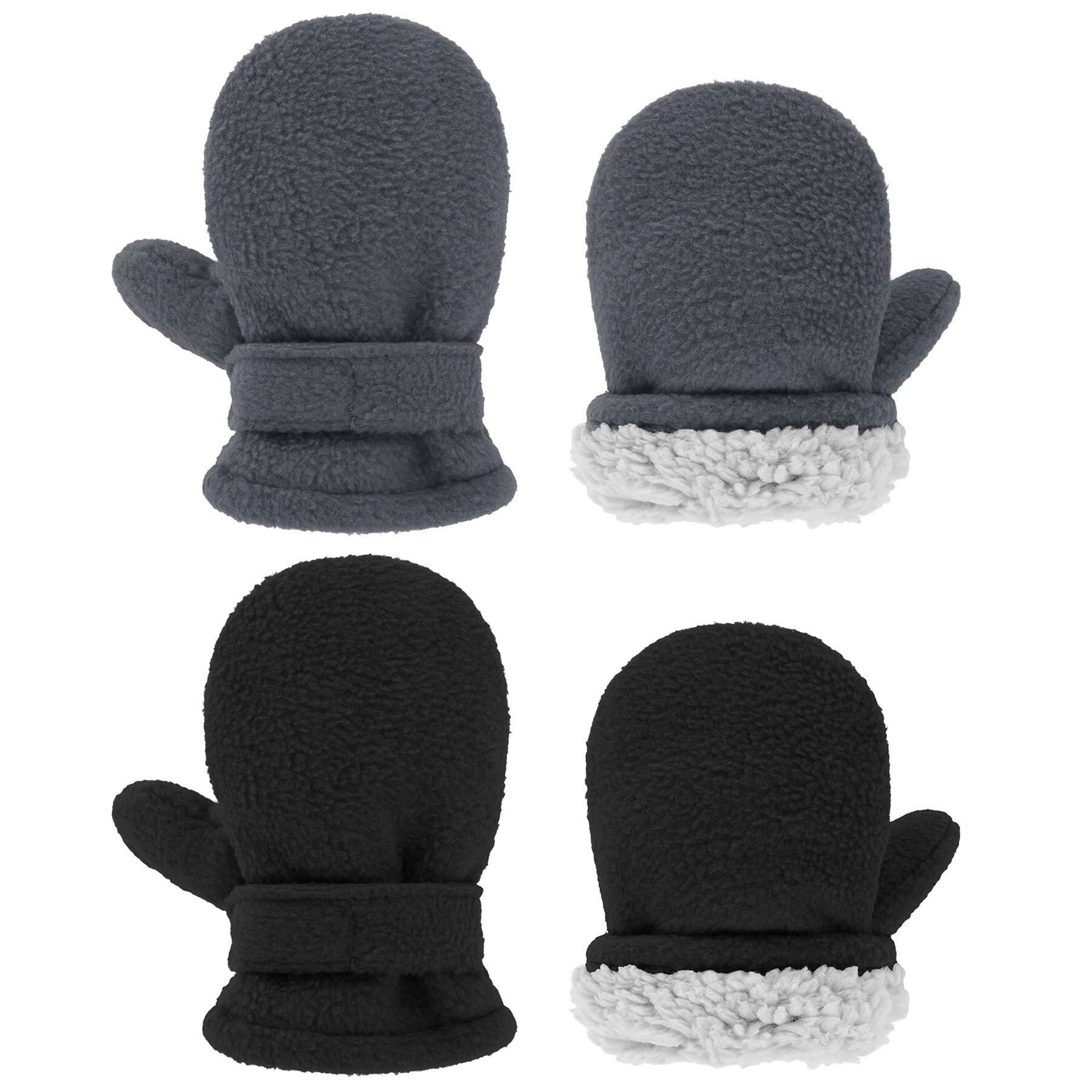 Sherpa Lined Baby Mittens Snow Outdoor Childrens Mittens Thick Warm ...
