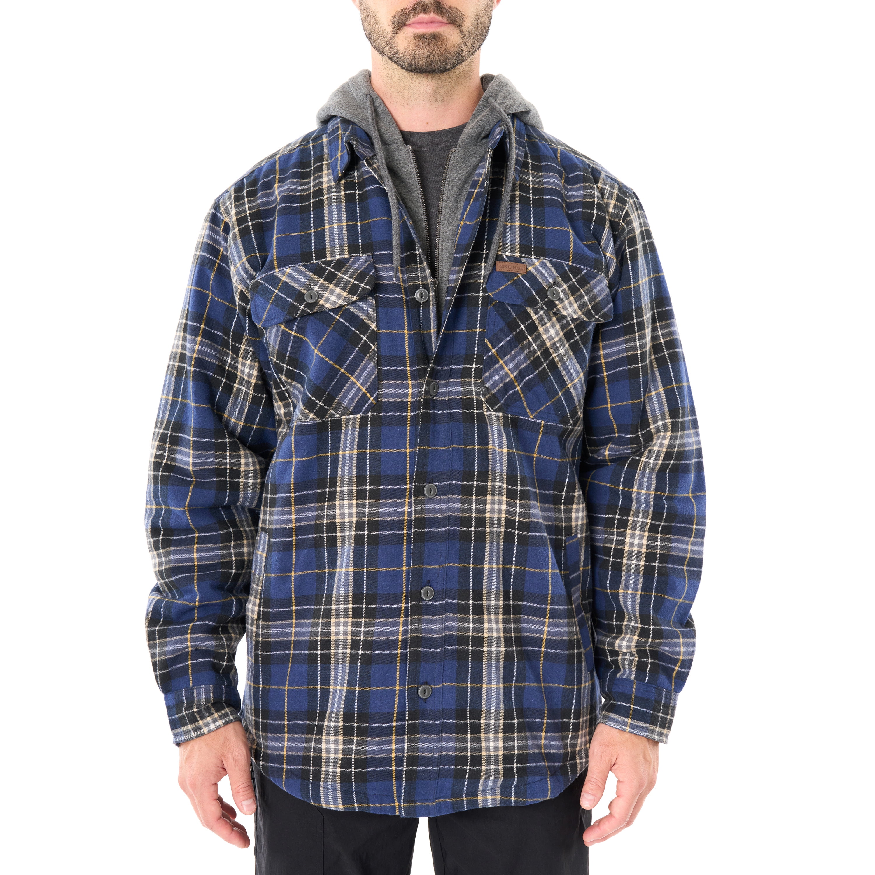 Sherpa-Lined Hooded Flannel Shirt-Jacket - Walmart.com