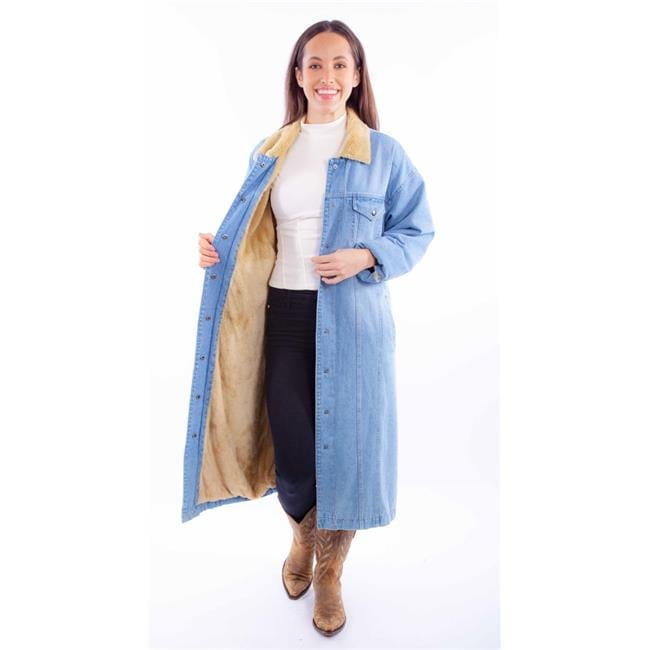 Sherpa-Lined Long Jacket, Light Blue Denim - Extra Small - Walmart.com