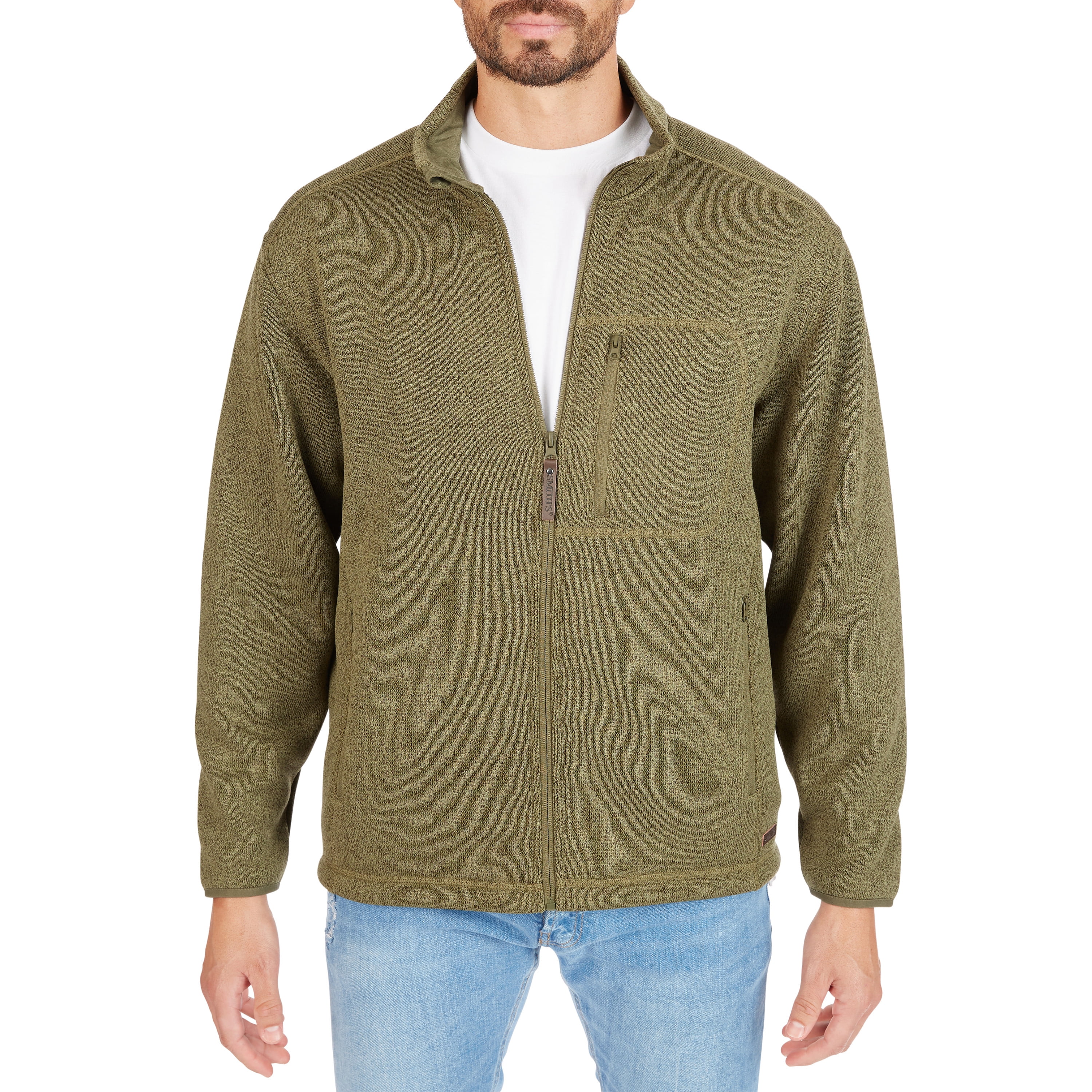 Sherpa-Lined Sweater Fleece Full Zip Jacket - Walmart.com