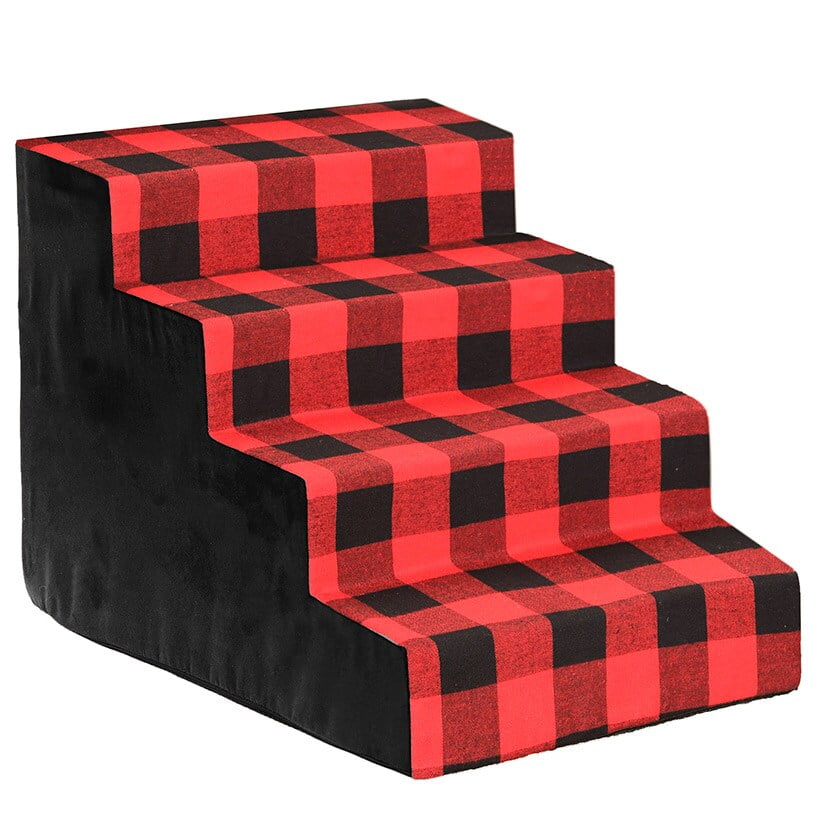 Sherpa Pet Steps - Red/Black Plaid 4 Step - Walmart.com