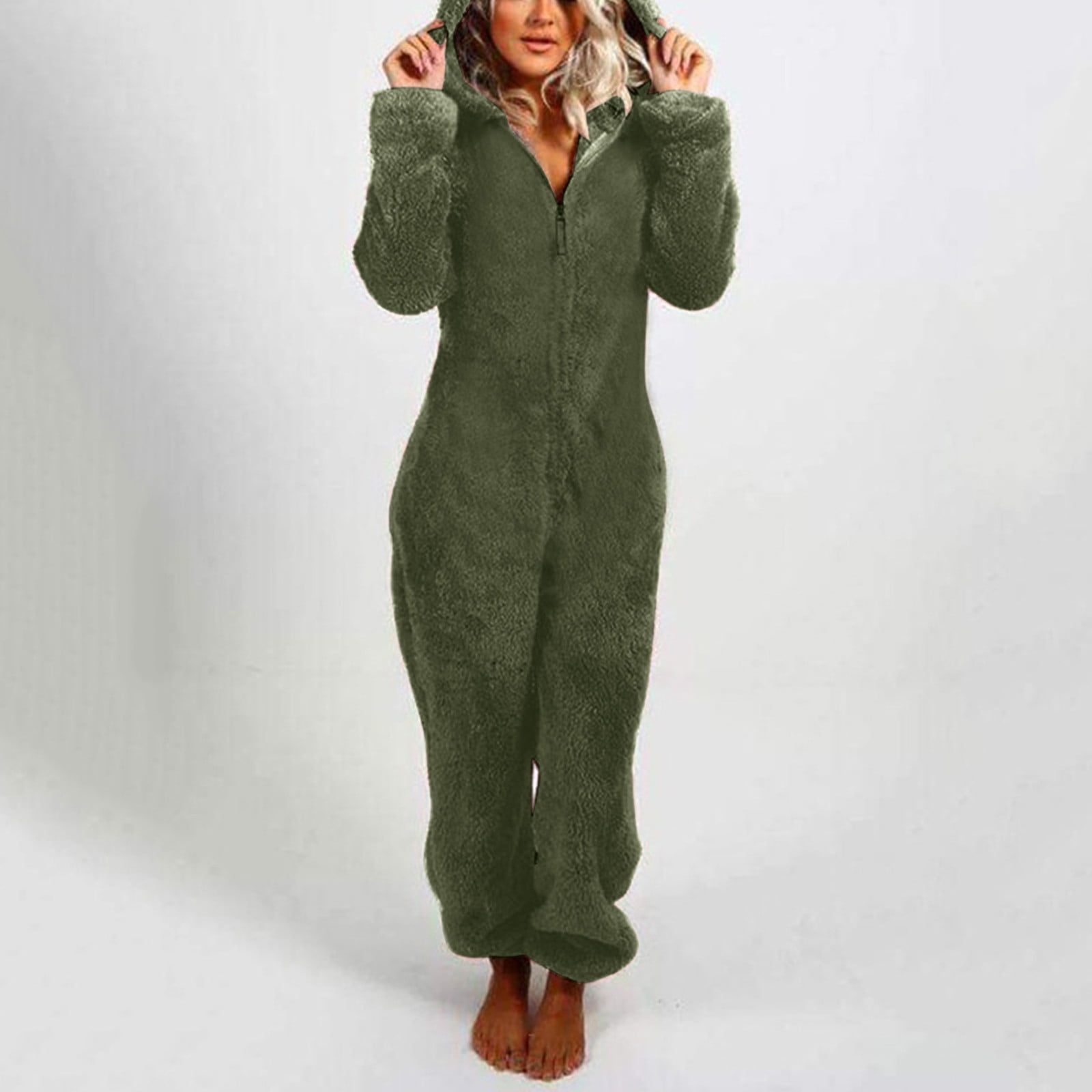 Sherpa Romper Fleece Onesie Pajama Onesie For Women Sexy Furry Trim
