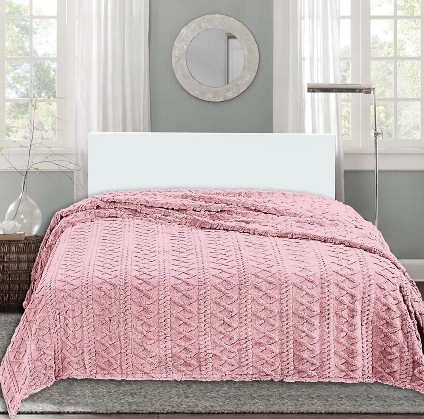 Sherpa Rose Embossed Throw Plush Cozy Super Soft Bed Blanket - Walmart.com