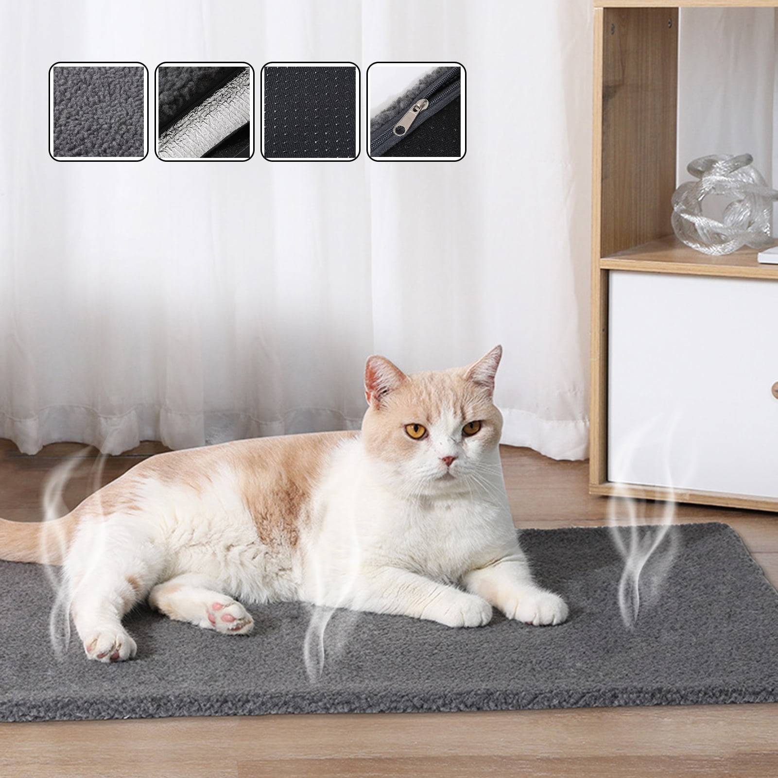 Sherpa Self-Heating Pet Mat Cozy Comfort and Removable Design for Cats ...