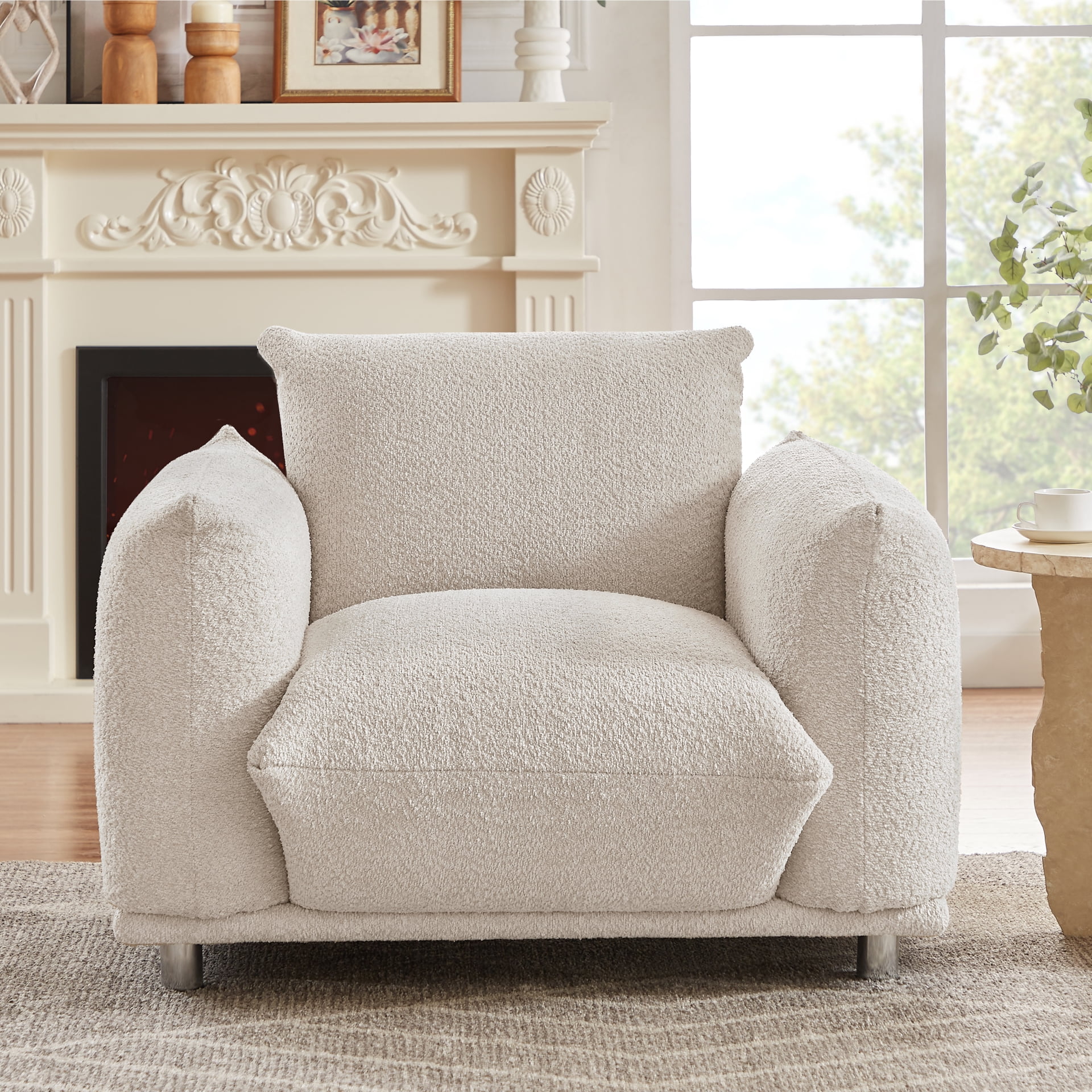 Sherpa Single Sofa, 42"W Accent Chair with Metal Legs, Mid Century ...