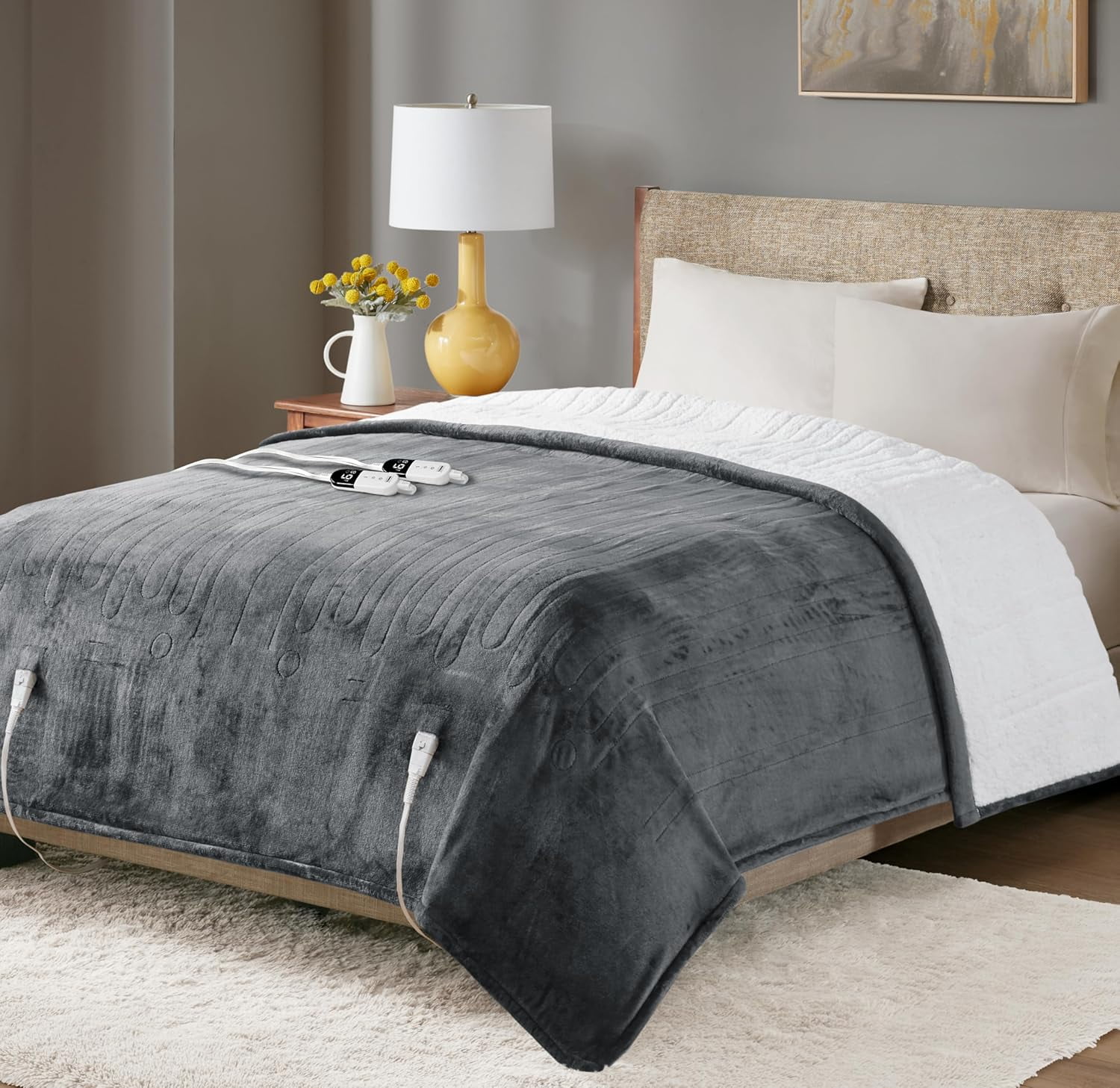 Sherpa Soft California King Electric Blanket with Dual Controls ...