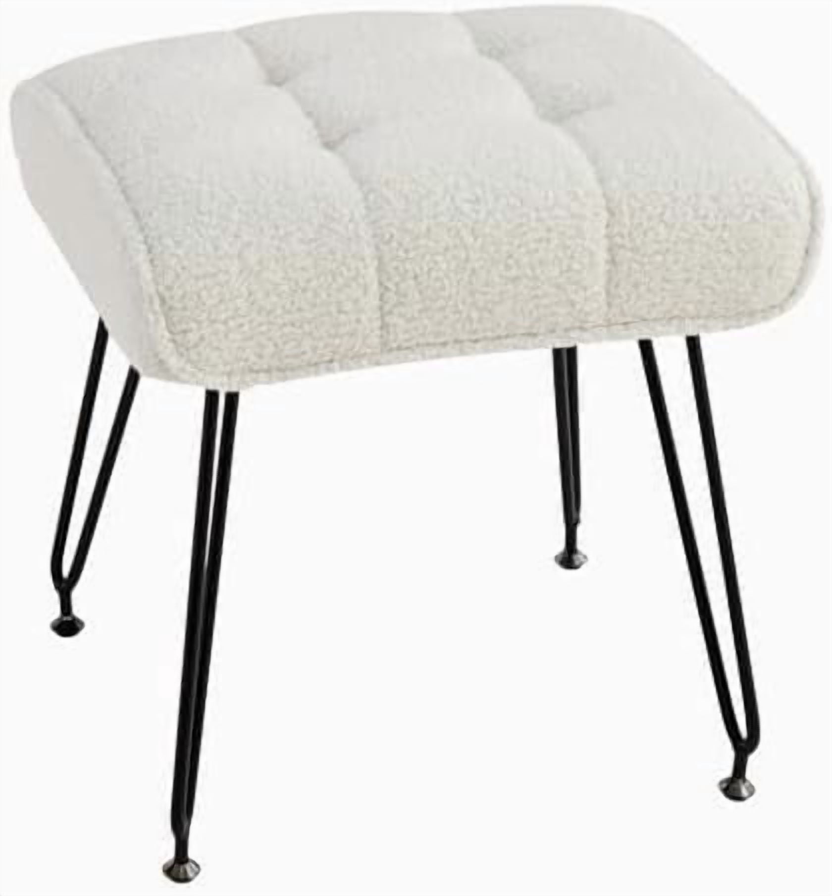 Sherpa Vanity Stools, Teddy Fur Foot Stools Ottoman with Metal Leg ...