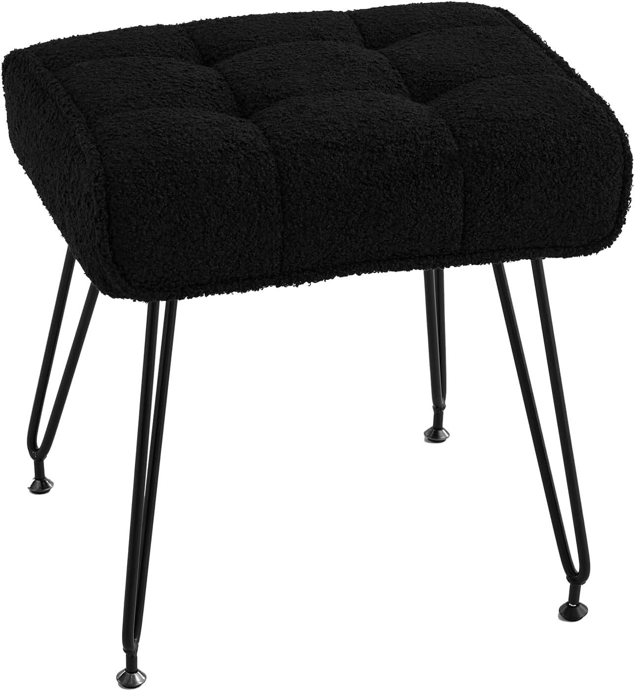 Sherpa Vanity Stools, Teddy Fur Foot Stools Ottoman with Metal Leg ...