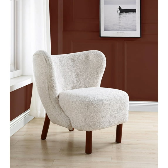 Sherpa White Accent Chair | Features Wingback for Elegance | Sturdy ...
