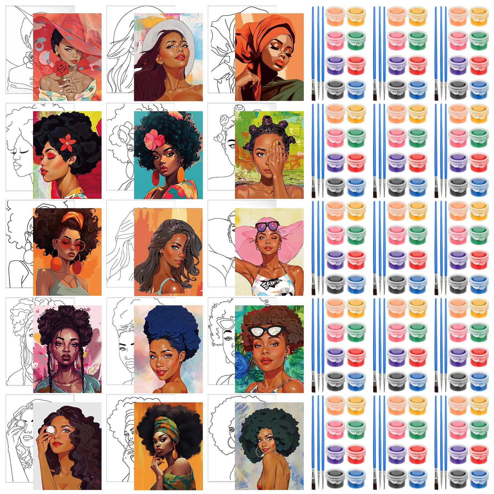 Sherr 15 Pack 75 Pcs Pre Drawn Painting Canvas for Adults 8 x 10 Inch ...
