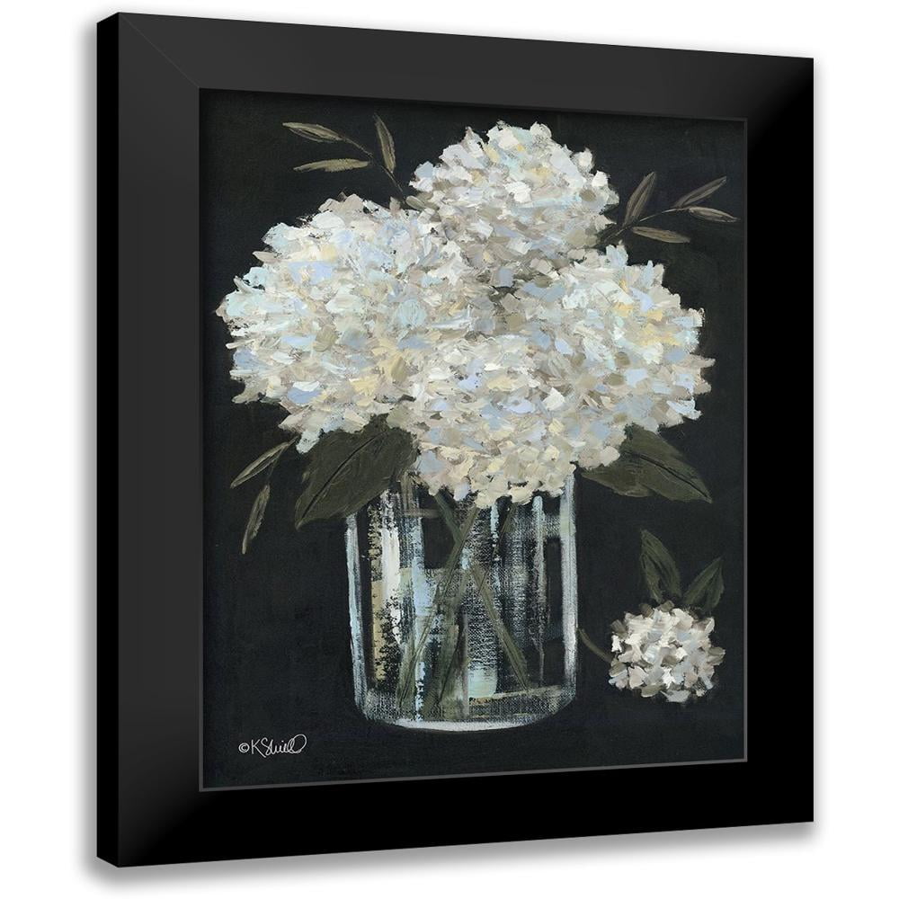 Sherrill, Kate 12x14 Black Modern Framed Museum Art Print Titled - White Hydrangeas II - Walmart.com