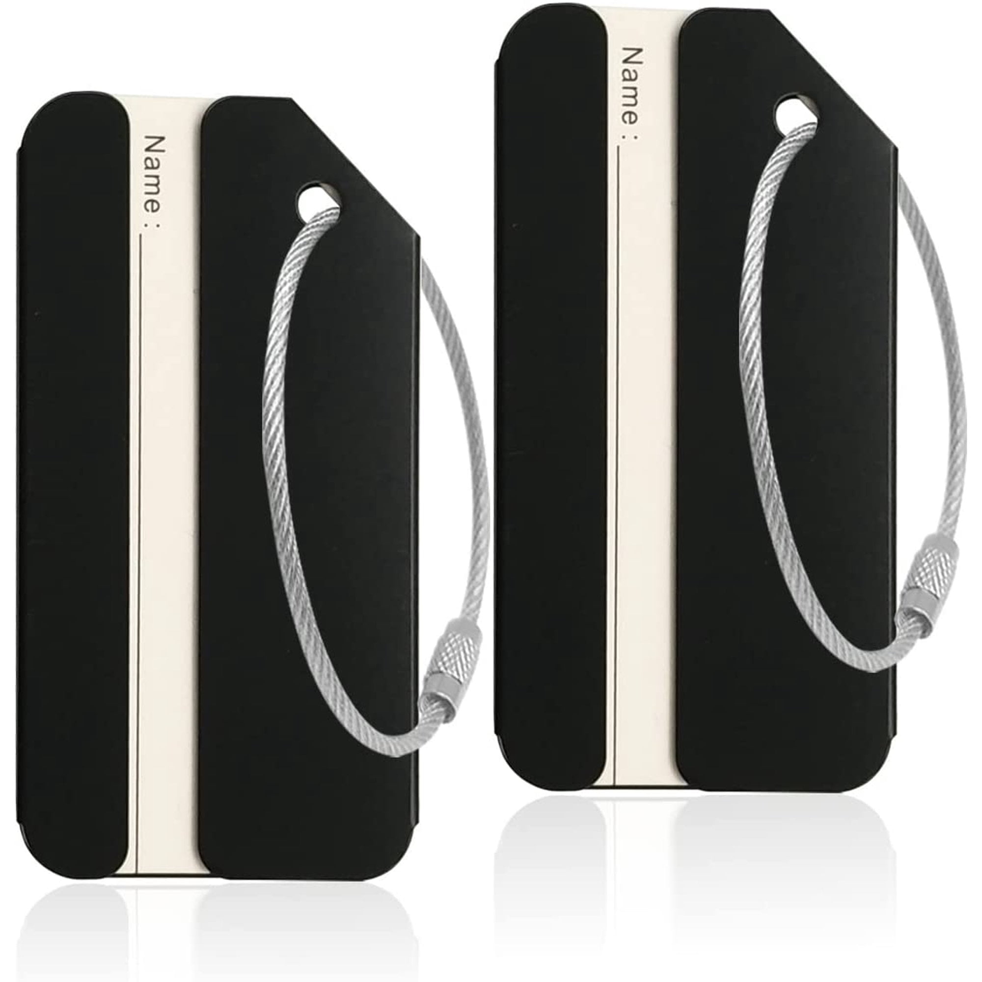 Sherry 2 Pack Black Aluminum Luggage Tags with Name ID Cards Perfect ...