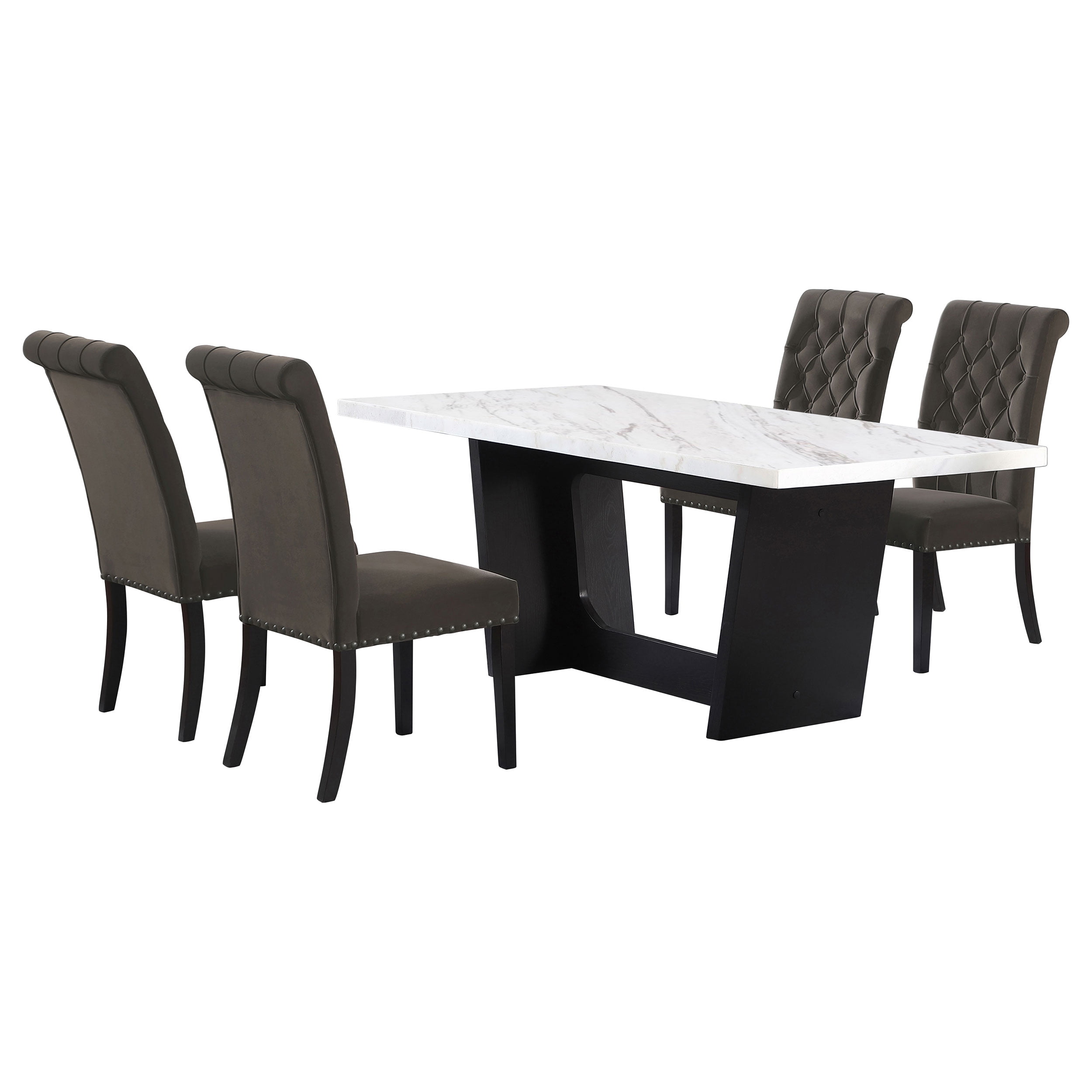 Sherry 5-piece Rectangular Marble Top Dining Table Set Brown - Walmart.com