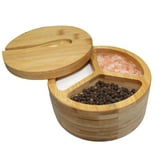Sherry Bamboo Salt and Pepper Box, 3 Compartment Spice Container ...