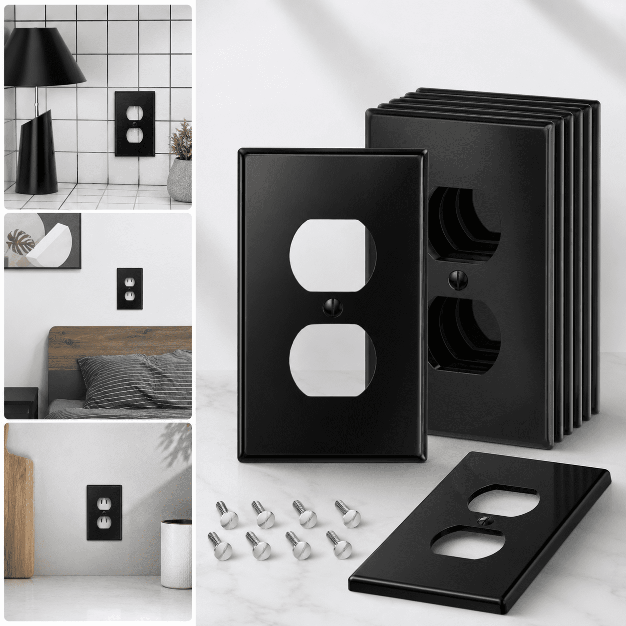 Sherry Black Outlet Covers - Duplex Receptacle Wall Plates, 1-Gang ...