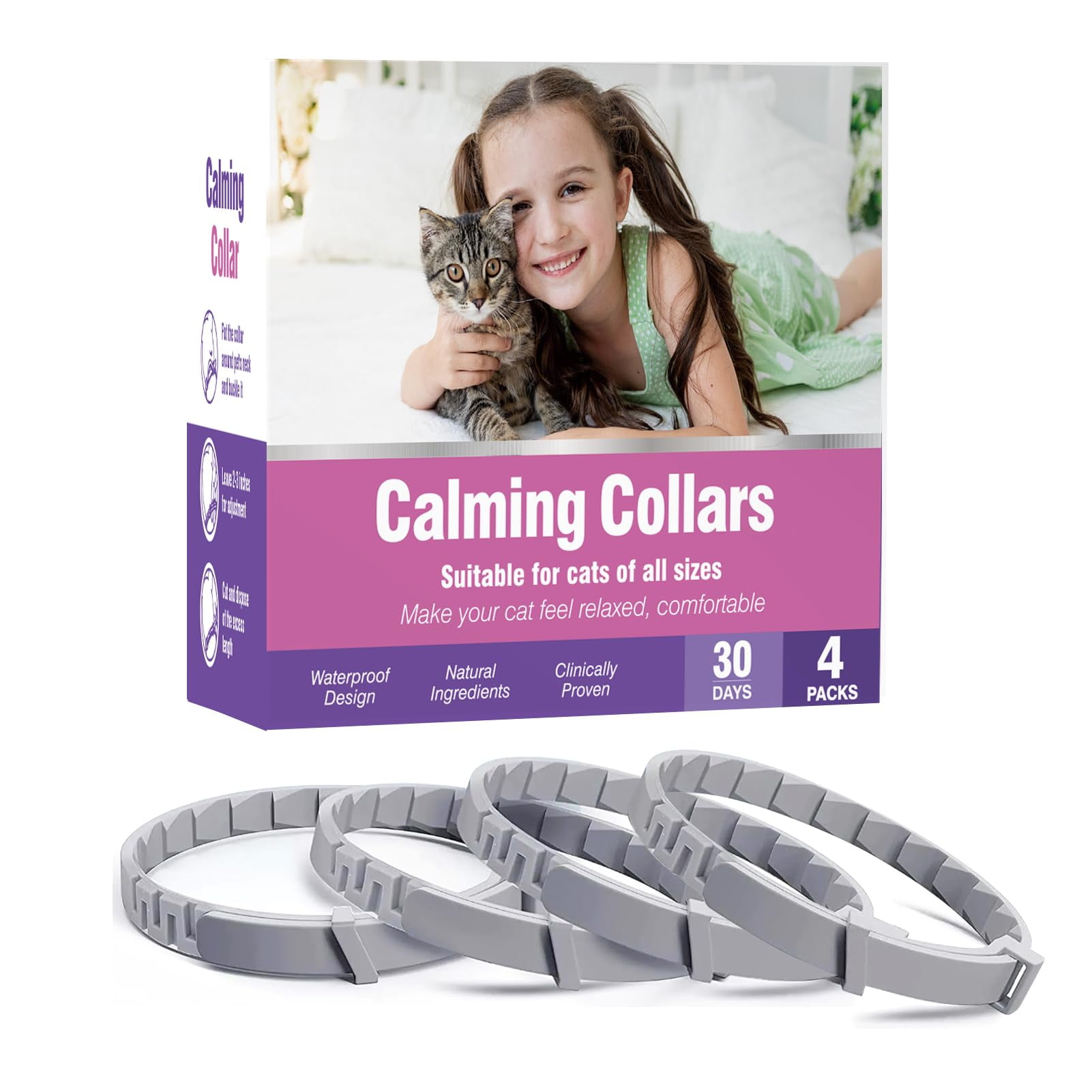 Sherry Calming Collar for Cats 4 Pack Calming Cat Collars Adjustable ...