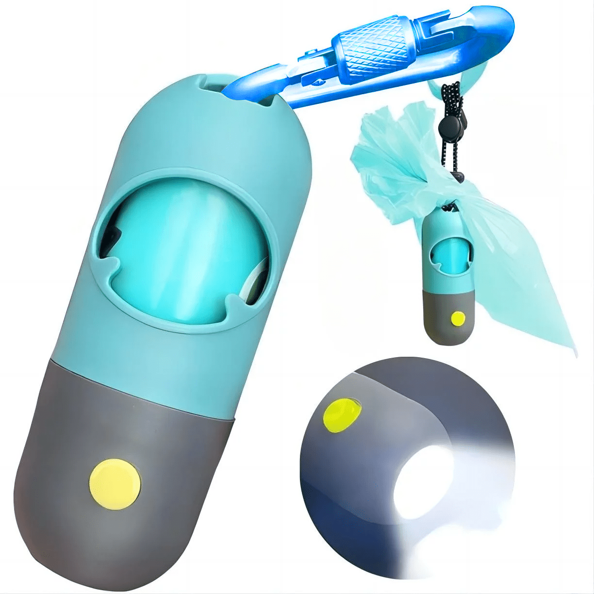 Sherry Dog Poop Bag Holder with LED Flashlight, Dispenser for Leash, 15 ...