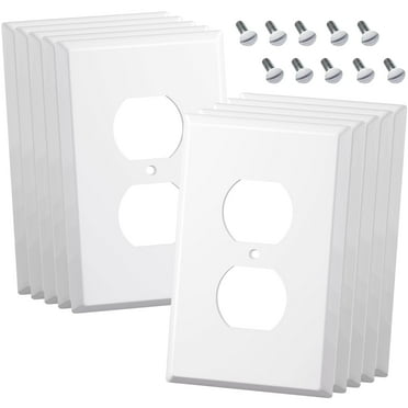 10-Pack White Outlet Covers, 1-Gang Duplex Receptacle Wall Plate ...