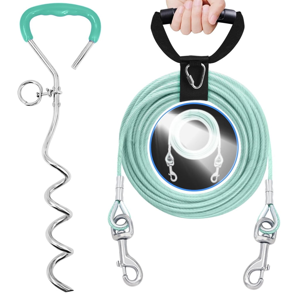 Sherry Reflective Dog Tie Out Cable and Stake with No-Tangle Handle ...