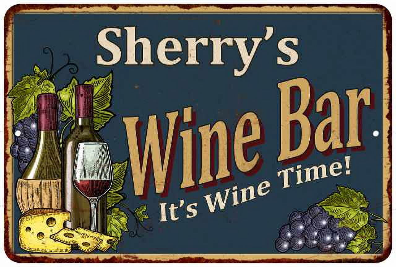 Sherry's Wine Bar Green Sign Rustic Decor 8 x 12 High Gloss Metal ...