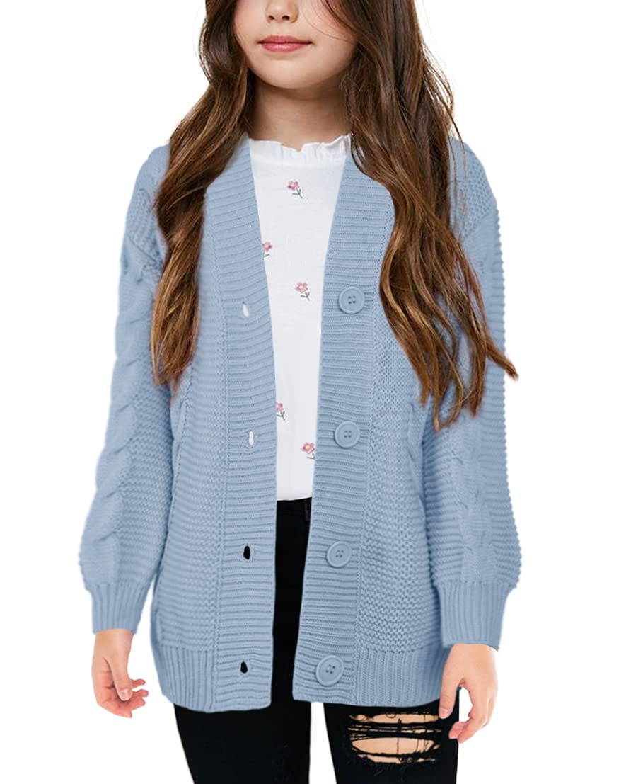 Sherrylily Girls Cable Knit Cardigans Button Down Long Sleeve Chunky ...