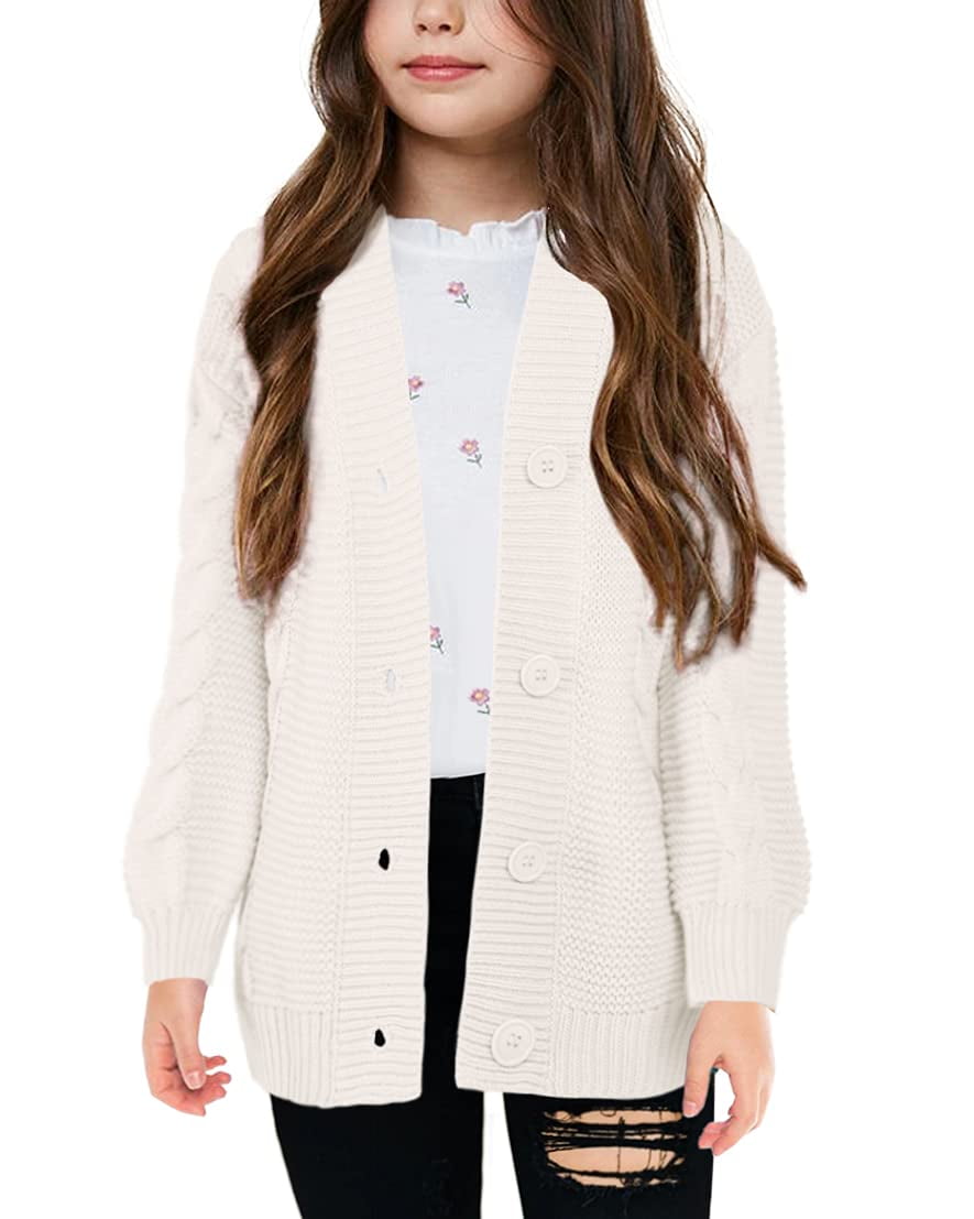 Sherrylily Girls Cable Knit Cardigans Button Down Long Sleeve Chunky ...