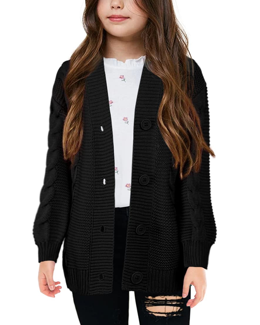 Sherrylily Girls Cable Knit Cardigans Button Down Long Sleeve Chunky ...