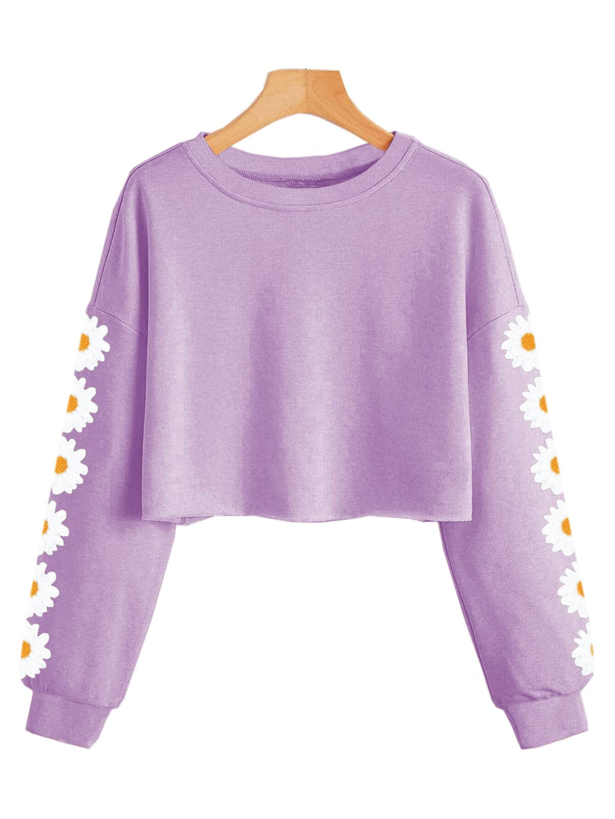 Sherrylily Girls Kids Crop Tops Long Sleeve Daisy Printed Fashion ...