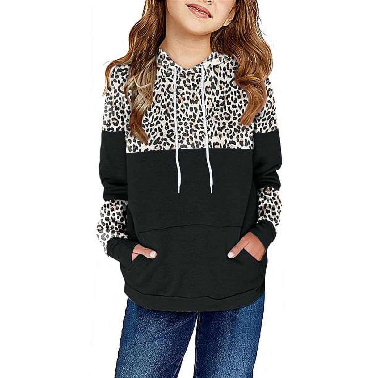 Sherrylily Kids Girls Fleece Pullover Hoodies Cute Leopard Printed ...