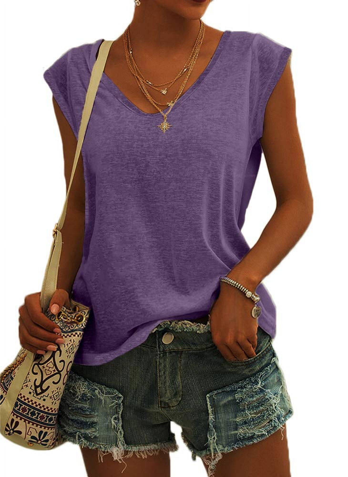 Sherrylily Women Cap Sleeve T-Shirt Casual Loose Fit Tank Tops S-2XL(US 4-22) - Walmart.com