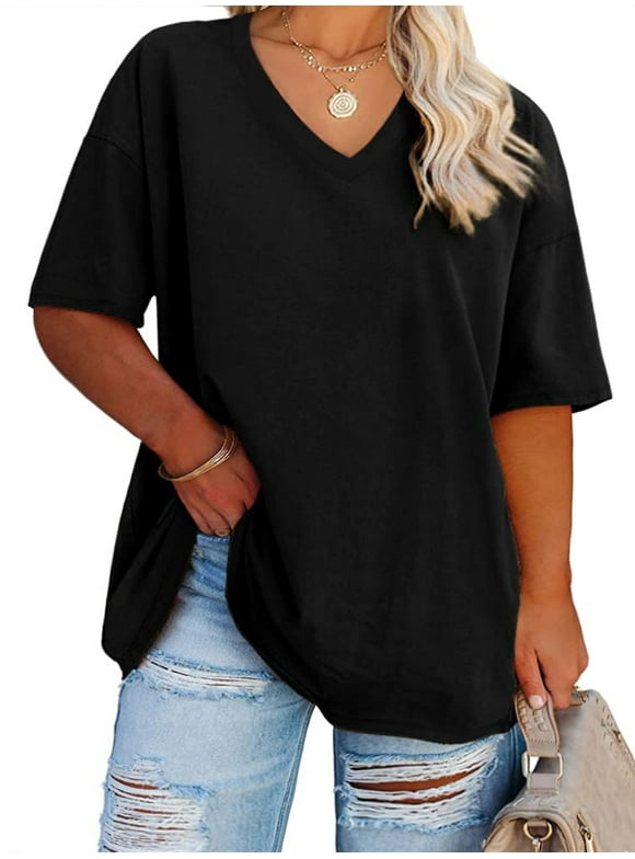 Plus Size V Neck Tops
