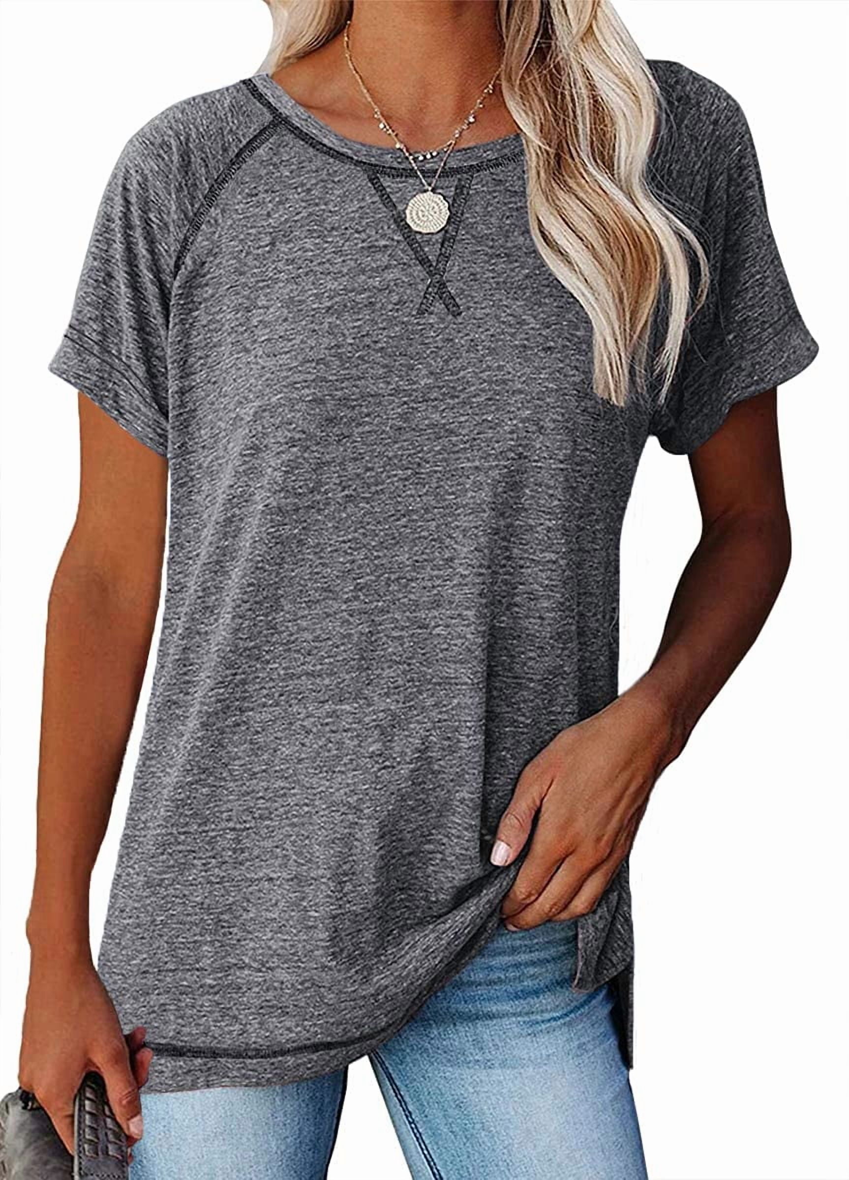 Sherrylily Women's Casual Loose Fit Short Sleeve Crewneck T-Shirts with ...
