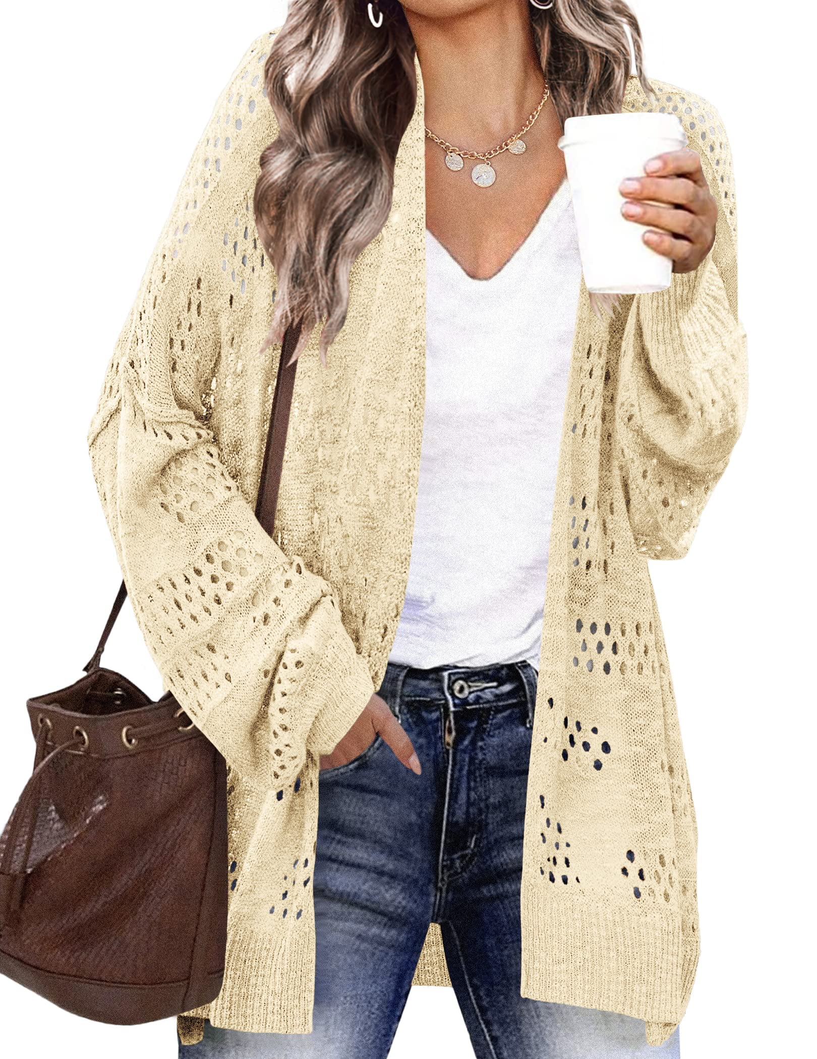Sherrylily Womens Crochet Cardigan Sweater Oversized Summer Open Front ...