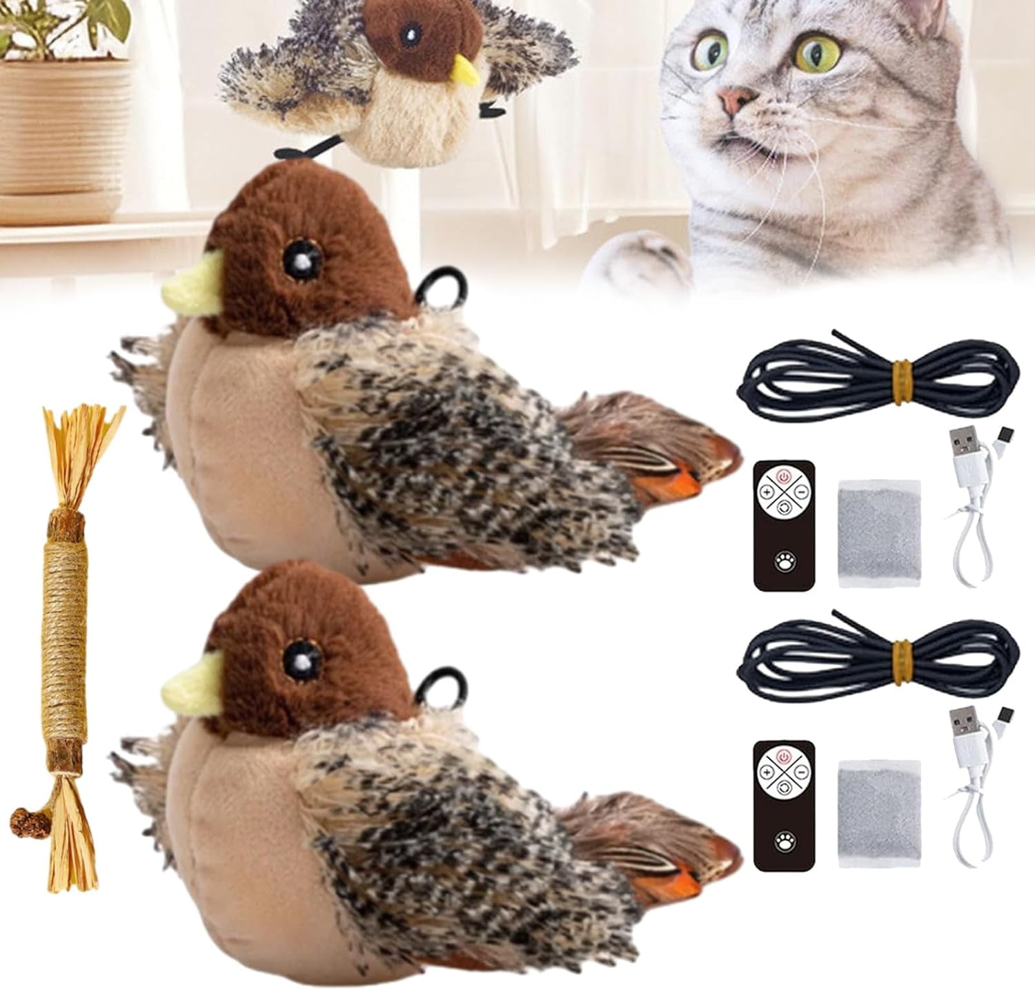Sherum Featherfun Flyer, Flapping Bird Cat Toy, Petsboro Featherfun ...