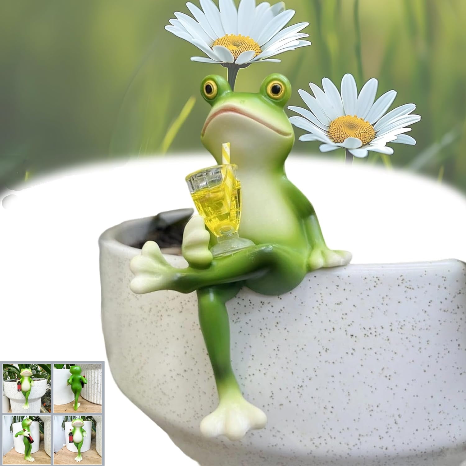 Sherum Tipsy Frog, Glosrity Tipsy Frog, Miniature Frog Figurines Plant ...