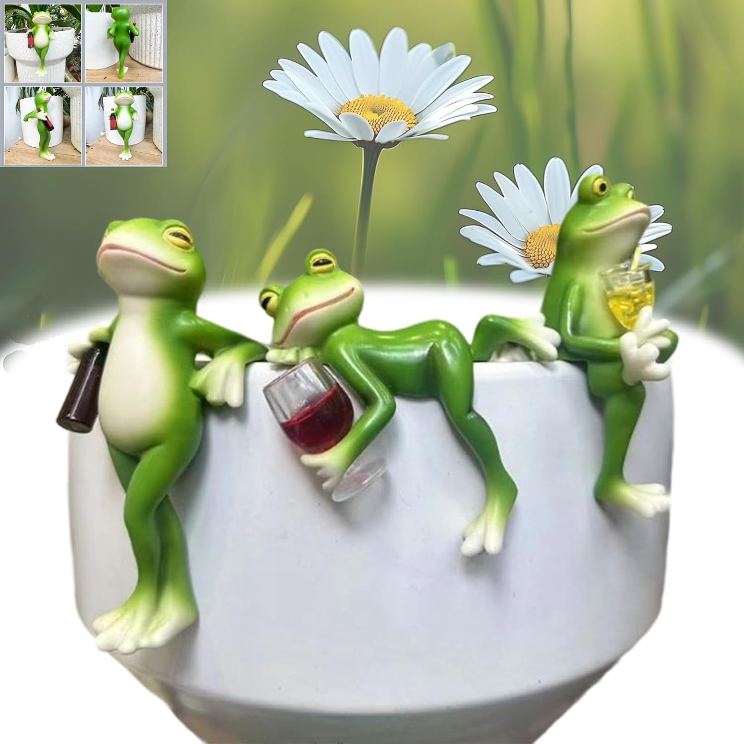 Sherum Tipsy Frog, Tipsy Frog with A Wine Glass, Miniature Frog ...