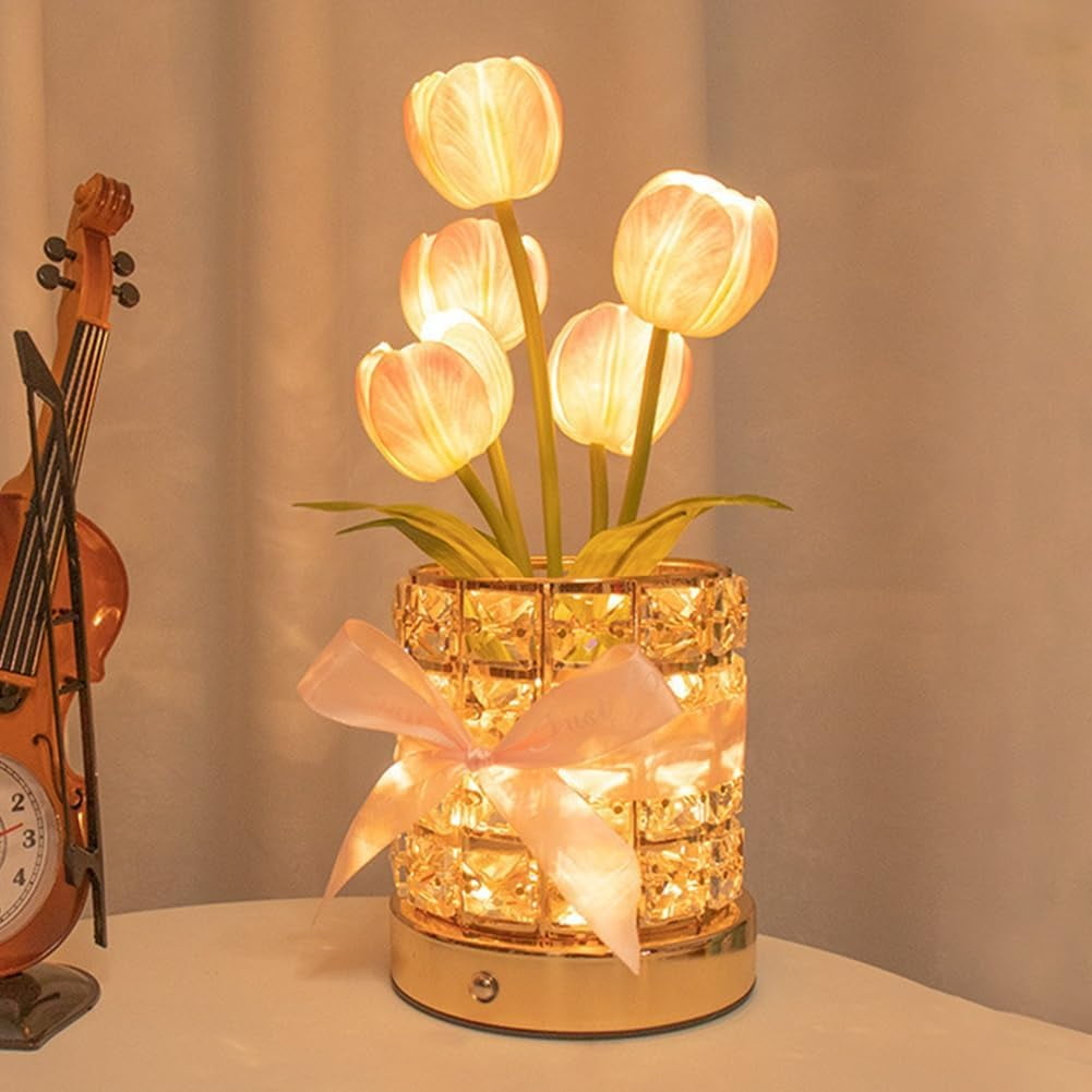 Sherum Tulip Bloom Light, Vueeze Tulip Flower Table Lamp, Crystal Fake ...