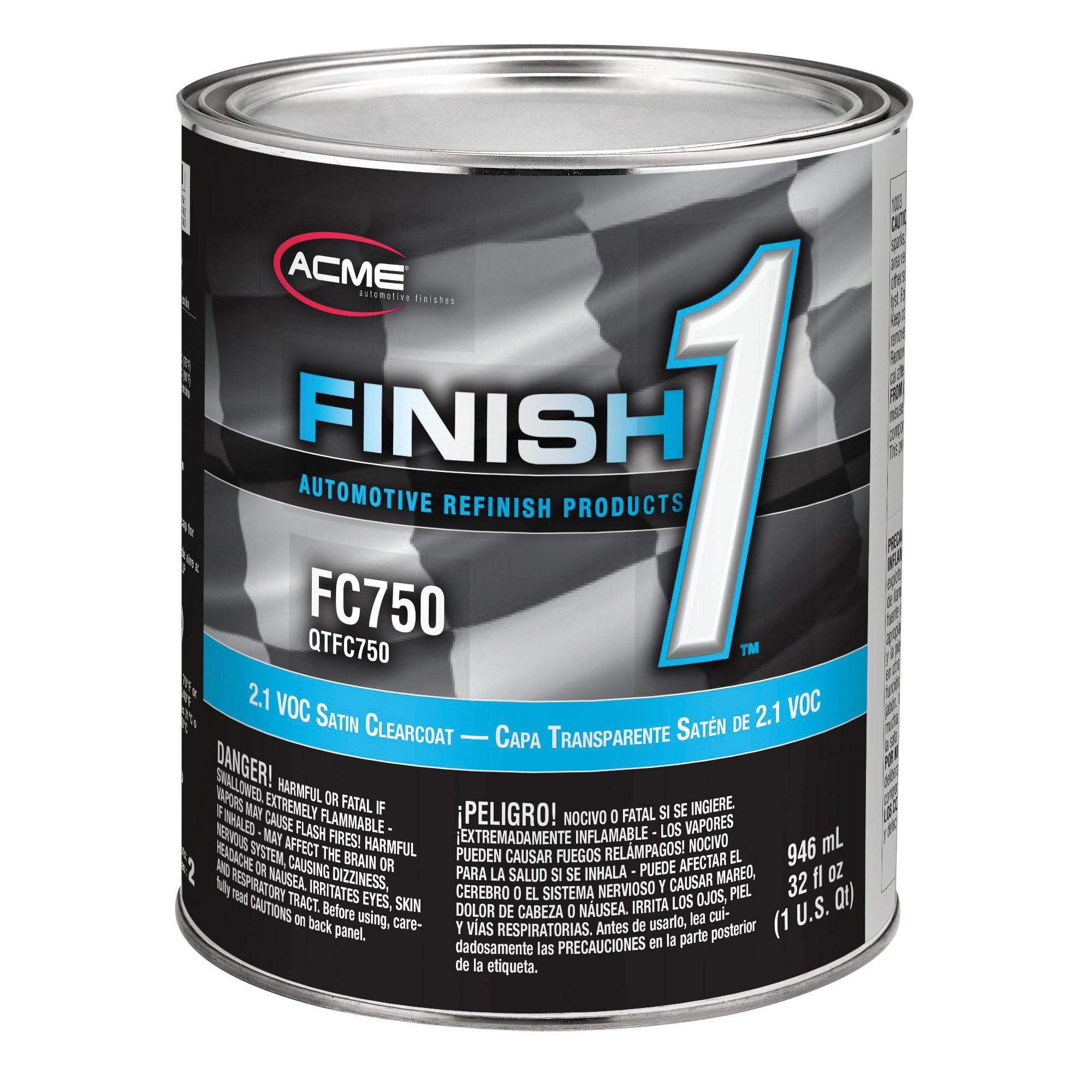 Acme Finish 1 FNHFC750-4 1 qt. High Solid 2.1 VOC Clearcoat - Satin - 4-1 Mixing - Walmart.com