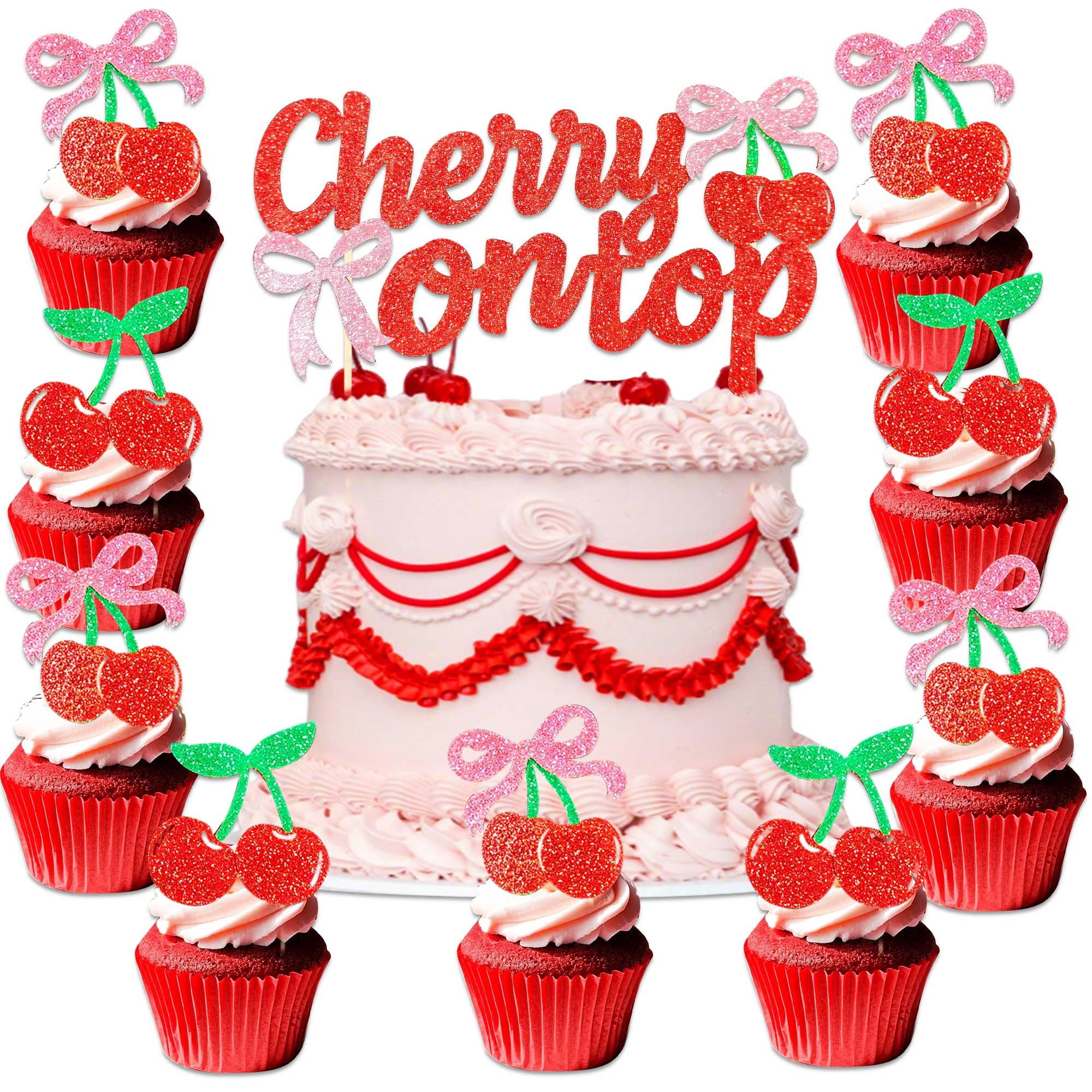 Shes The CherryITSC on Top Cake Decorations 13 PCS Cherry Coquette ...